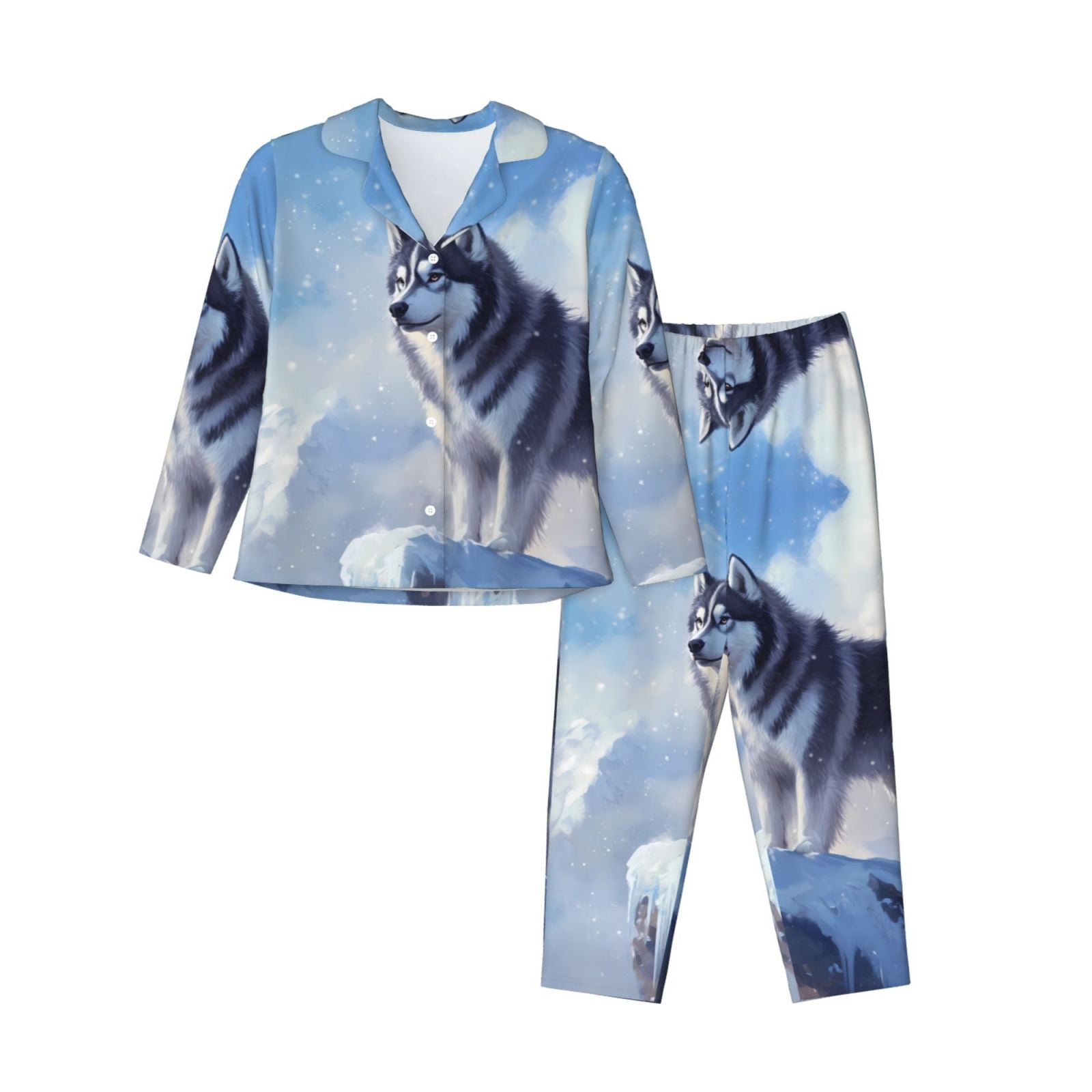 2 Piece Womens Pajama Sets - Snow Mountain Alaskan Sled Dog Soft ...