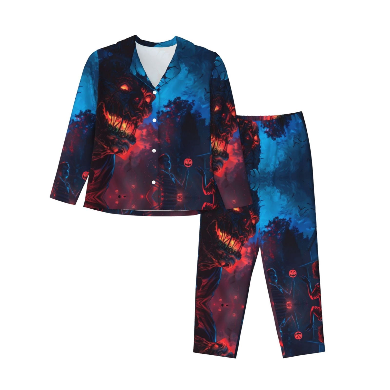 2 Piece Womens Pajama Sets - Spooky Halloween Night Scene Soft ...