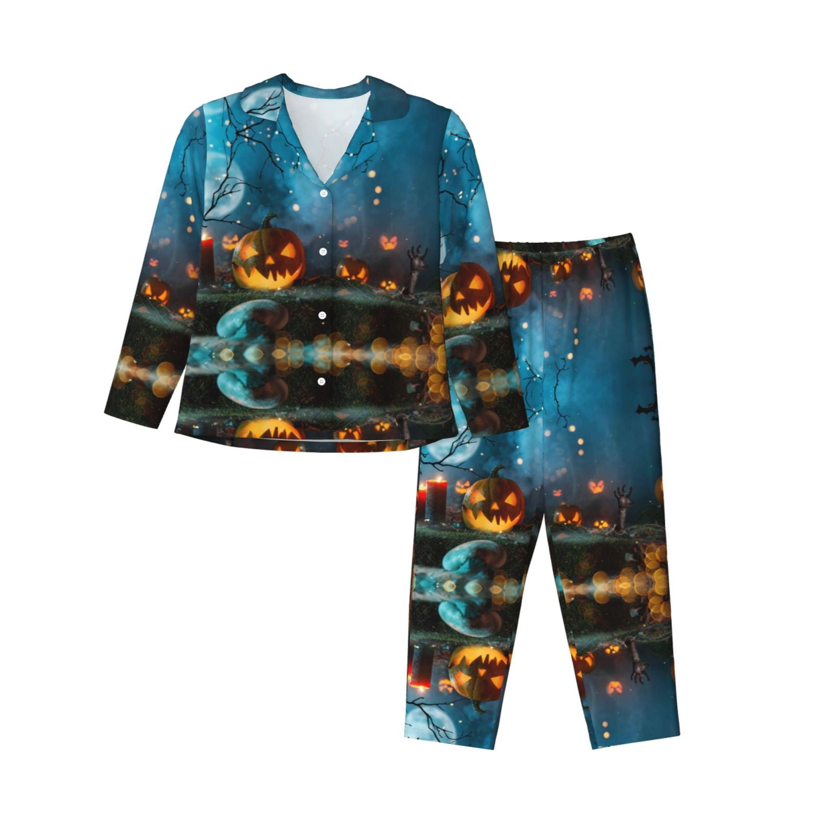 2 Piece Womens Pajama Sets - Spooky Halloween Soft Sleepwear Comfy ...