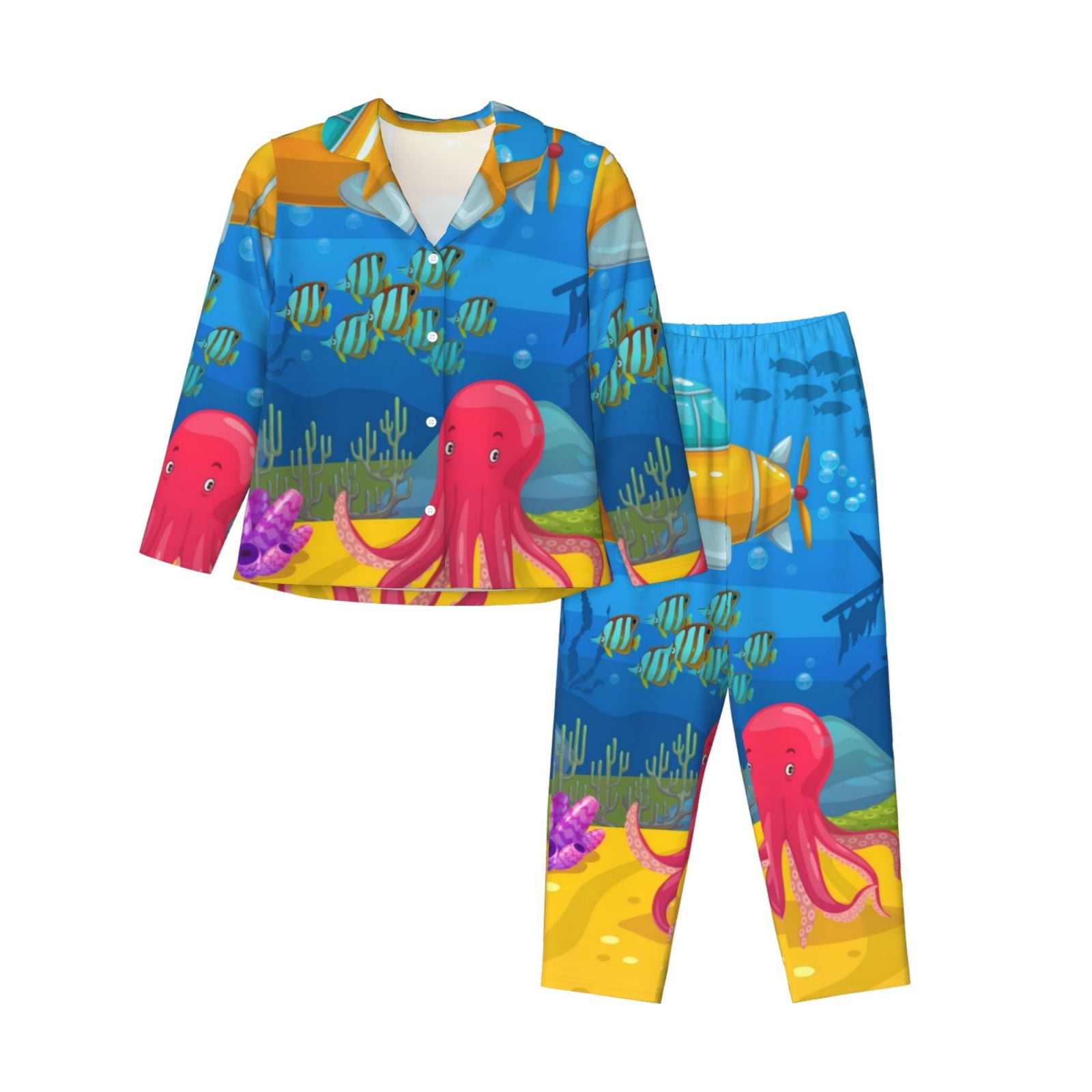 2 Piece Womens Pajama Sets - Submarine And Landscape Soft Sleepwear ...