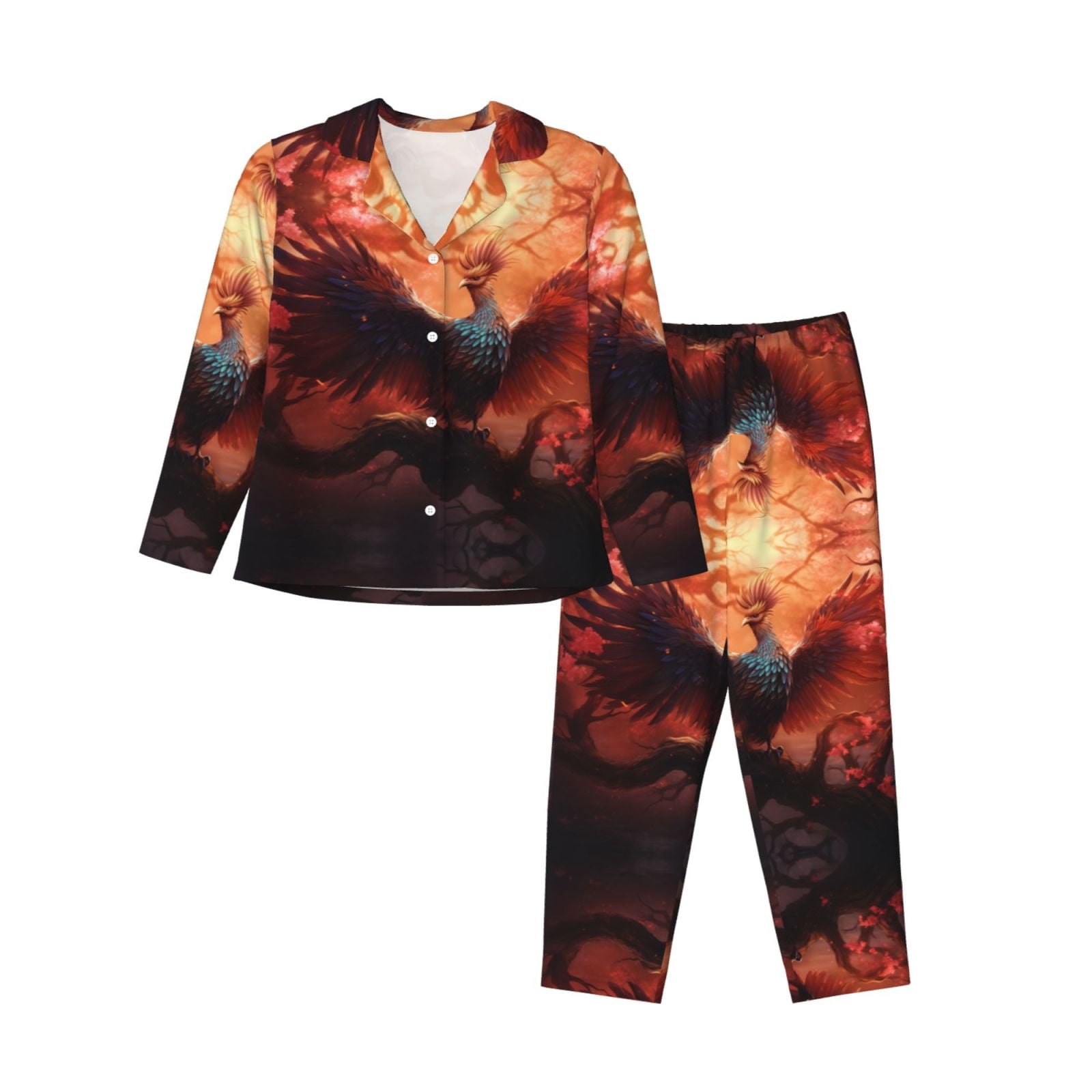 2 Piece Womens Pajama Sets - Sunset Blossoms Phoenix Perch Soft ...