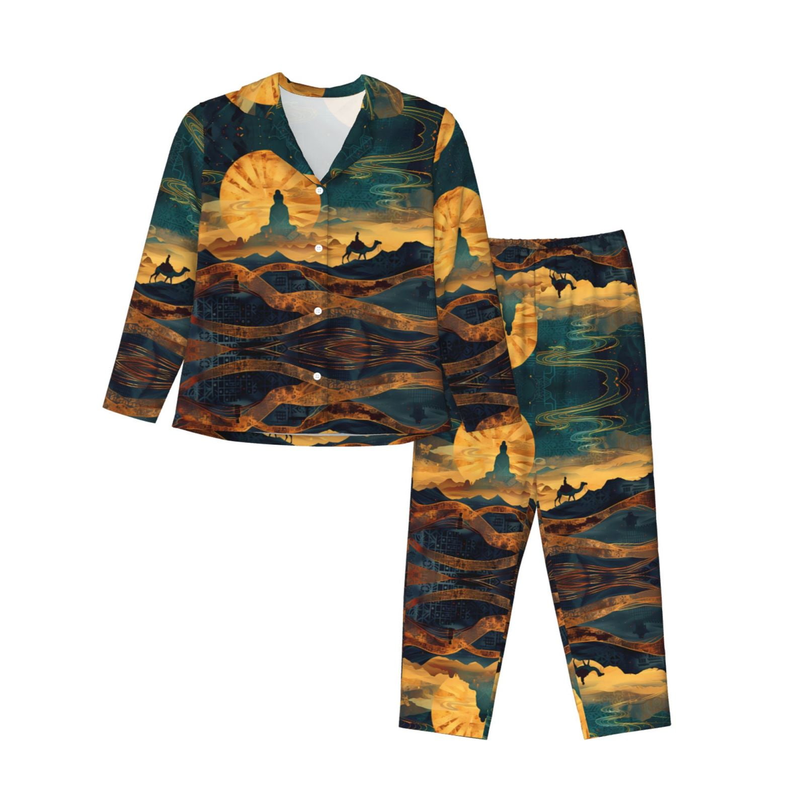 2 Piece Womens Pajama Sets - Sunset Desert Journey Soft Sleepwear Comfy ...