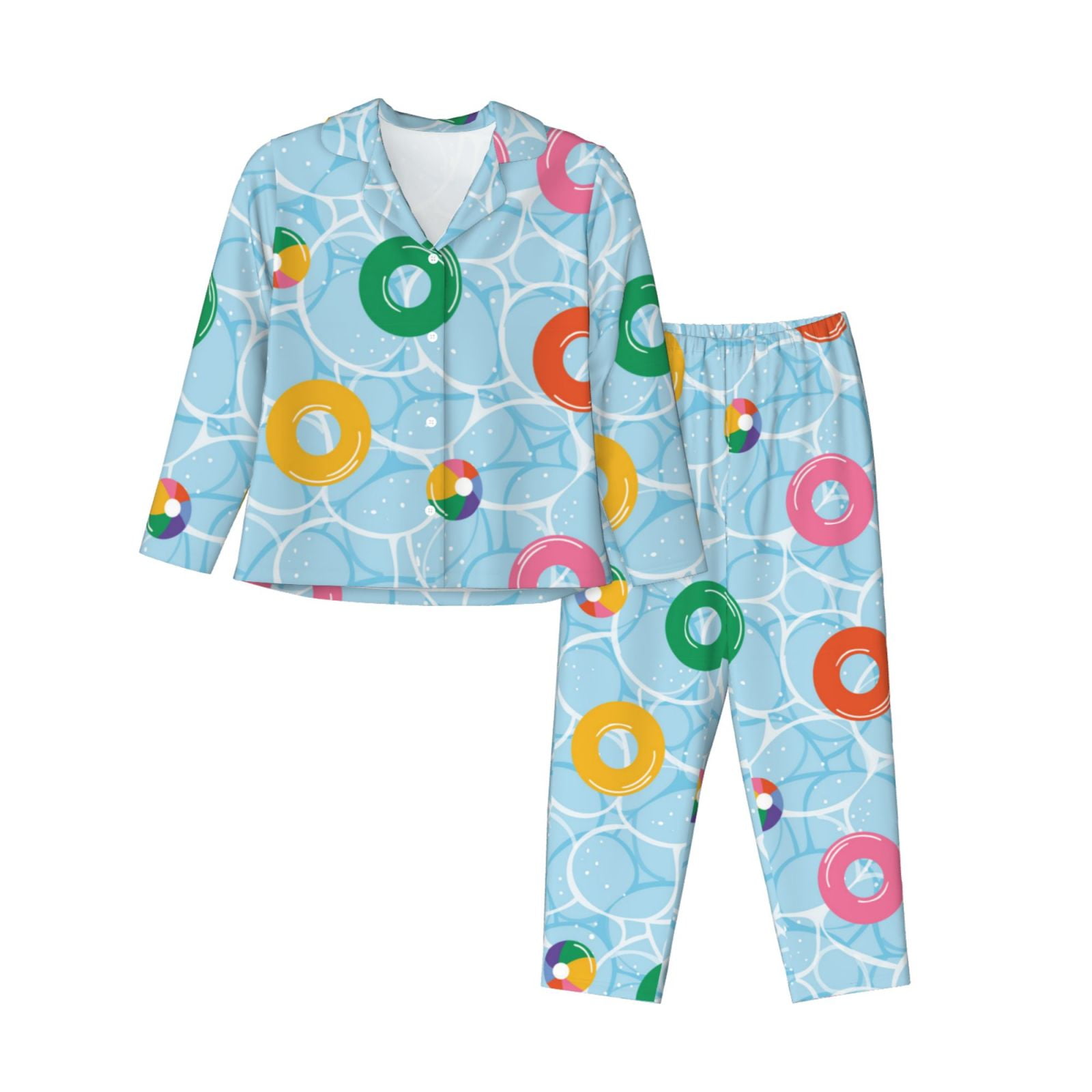 2 Piece Womens Pajama Sets - Swim rings floating Soft Sleepwear Comfy ...