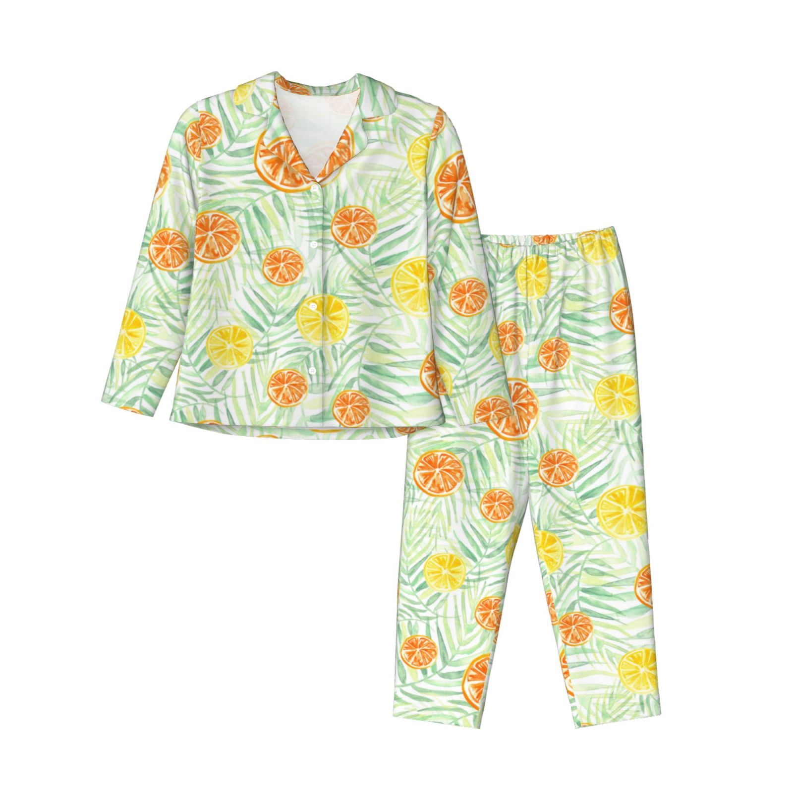 2 Piece Womens Pajama Sets - Tree Palms Lemon Soft Sleepwear Comfy ...