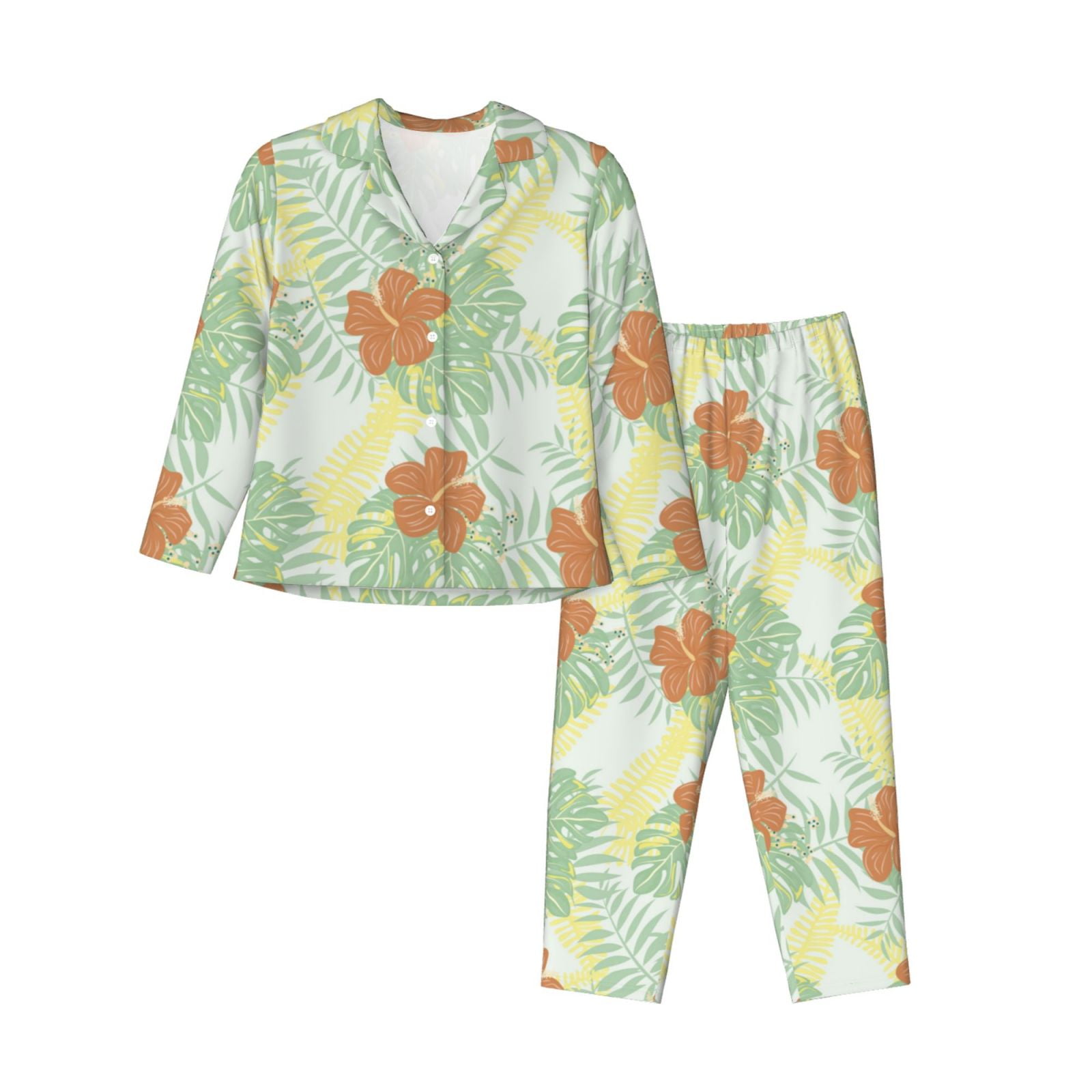 2 Piece Womens Pajama Sets - Tropical flowers Soft Sleepwear Comfy ...