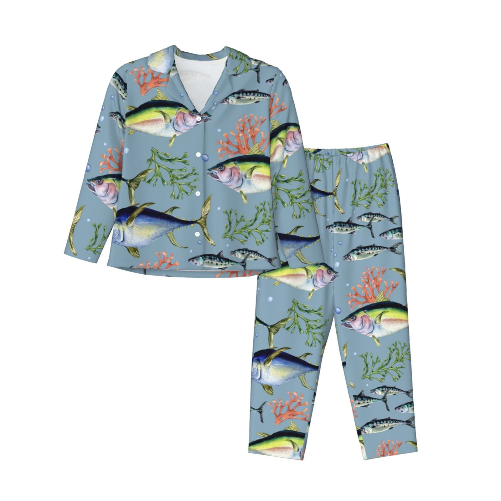 2 Piece Womens Pajama Sets - Various Wild Sea Fish Soft Sleepwear Comfy ...