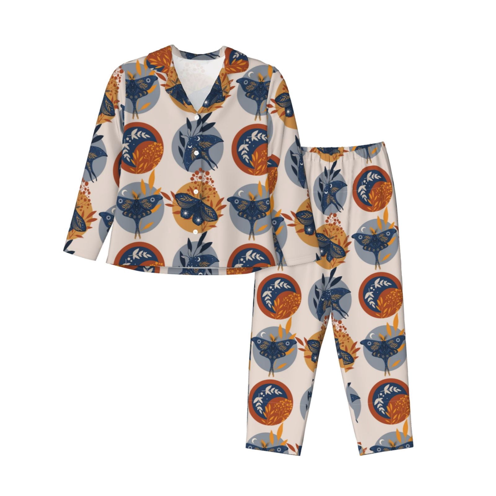 2 Piece Womens Pajama Sets - Vintage Botanical Butterfly Art Soft ...