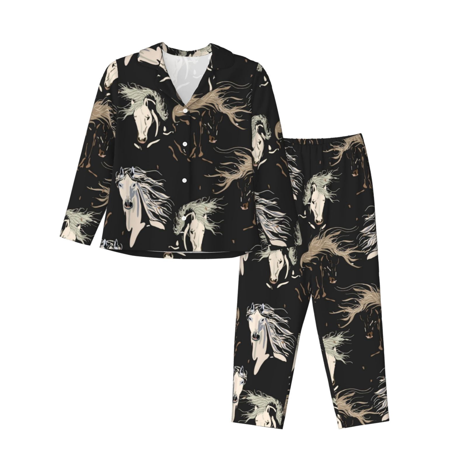 2 Piece Womens Pajama Sets - Vintage Minimalist Cool Horse_A Soft ...