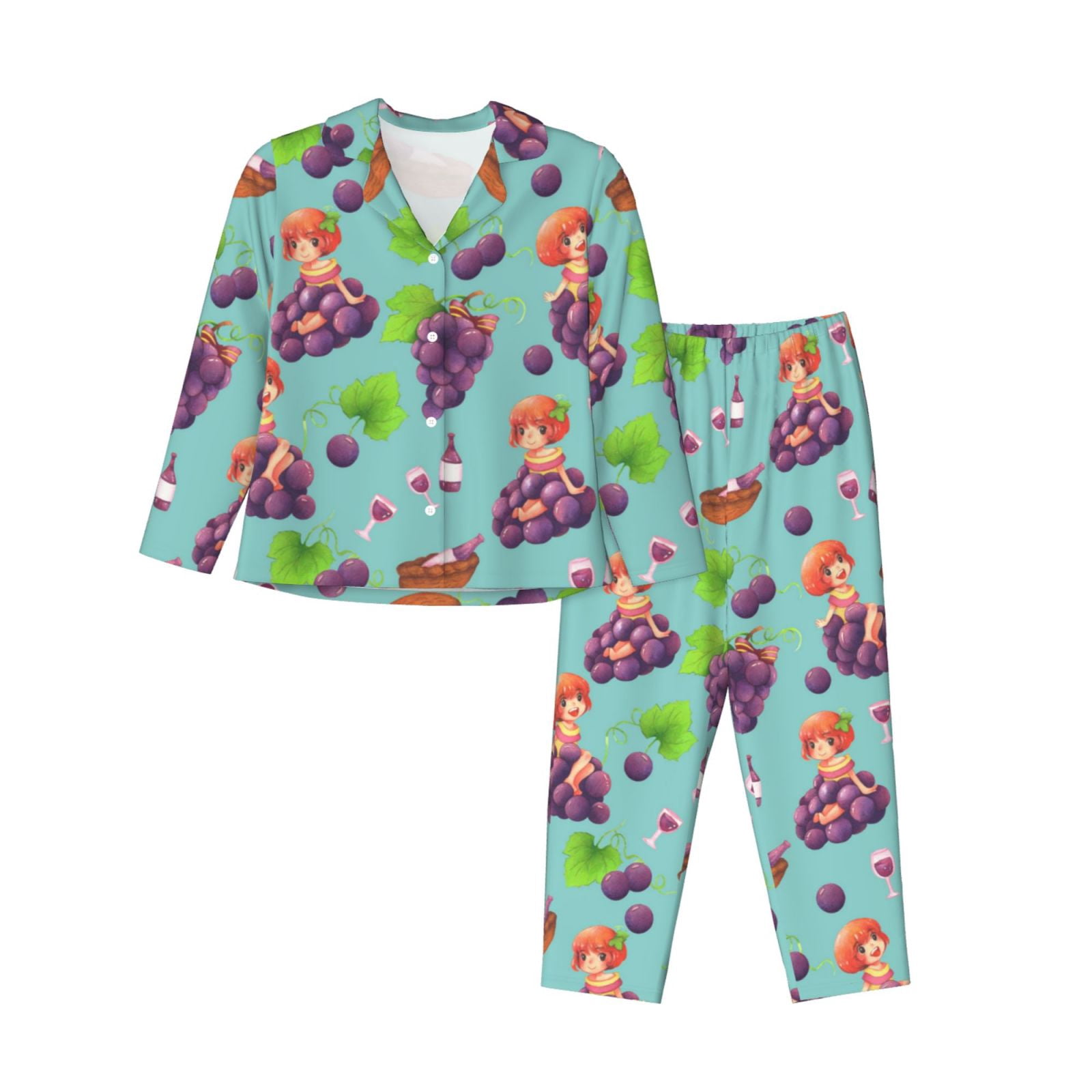 2 Piece Womens Pajama Sets - Wine Print No.J921 Soft Sleepwear Comfy ...
