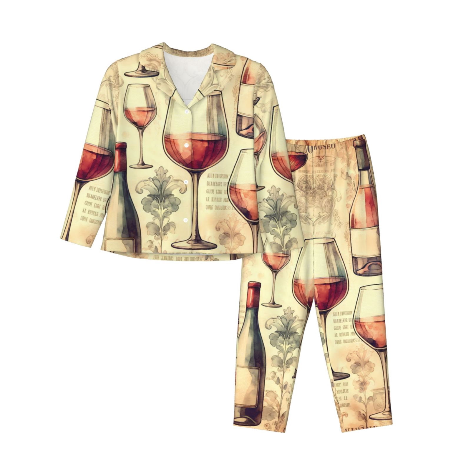 2 Piece Womens Pajama Sets - Wine Soft Sleepwear Comfy Pajamas Ladies ...