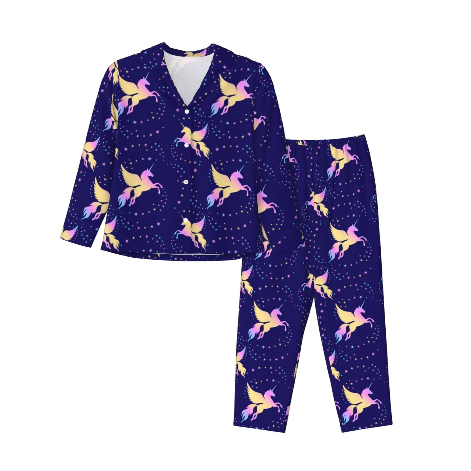 2 Piece Womens Pajama Sets - Winged horse purple starry sky Soft ...