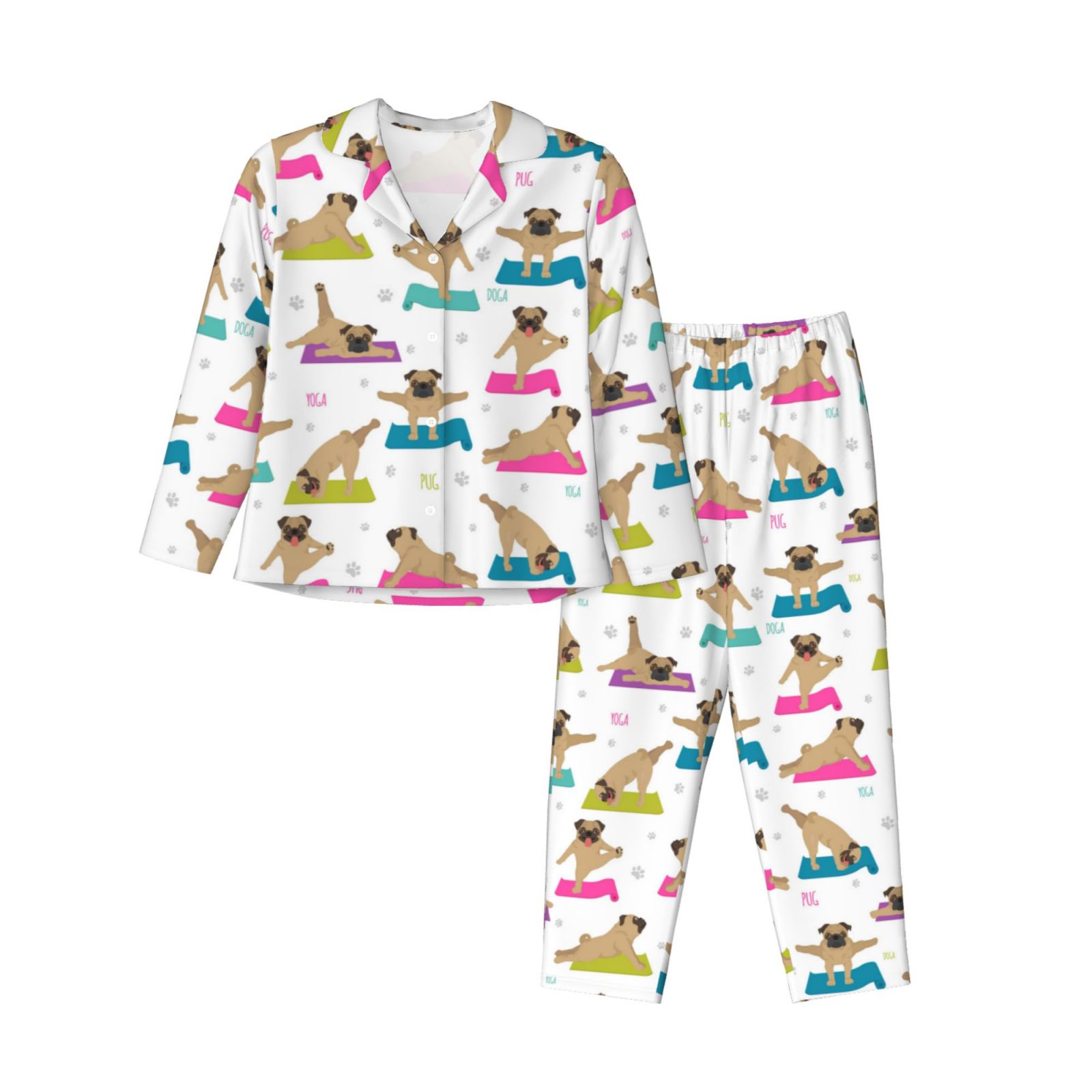 2 Piece Womens Pajama Sets - Yoga Dogs Poses Soft Sleepwear Comfy ...