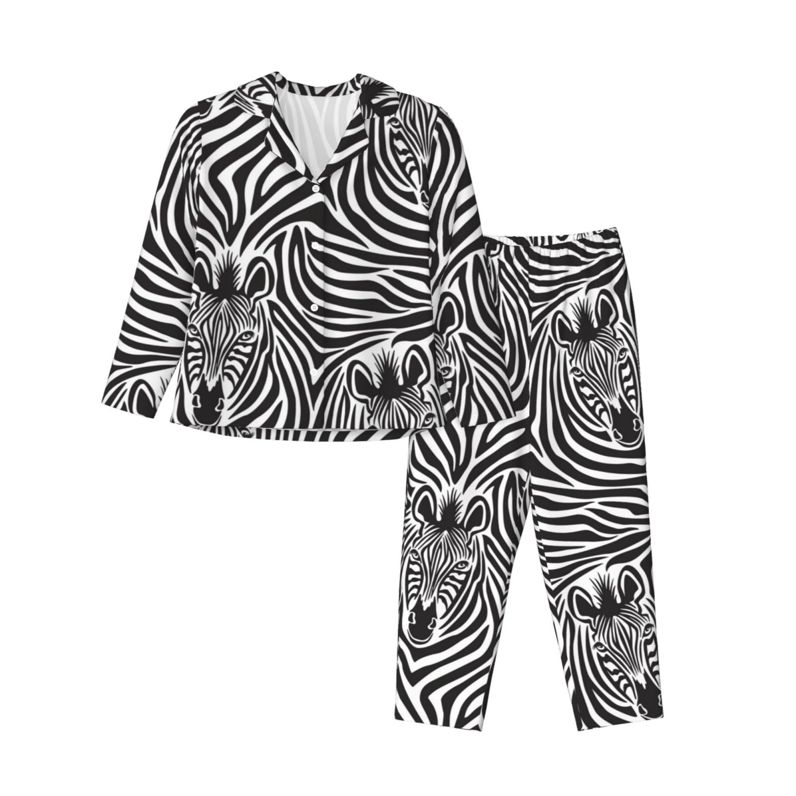 2 Piece Womens Pajama Sets - Zebra Couple cute print Soft Sleepwear ...