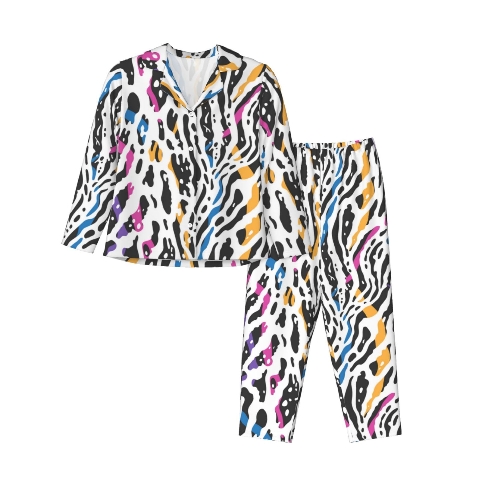2 Piece Womens Pajama Sets - abstract colorful zebra print Soft ...