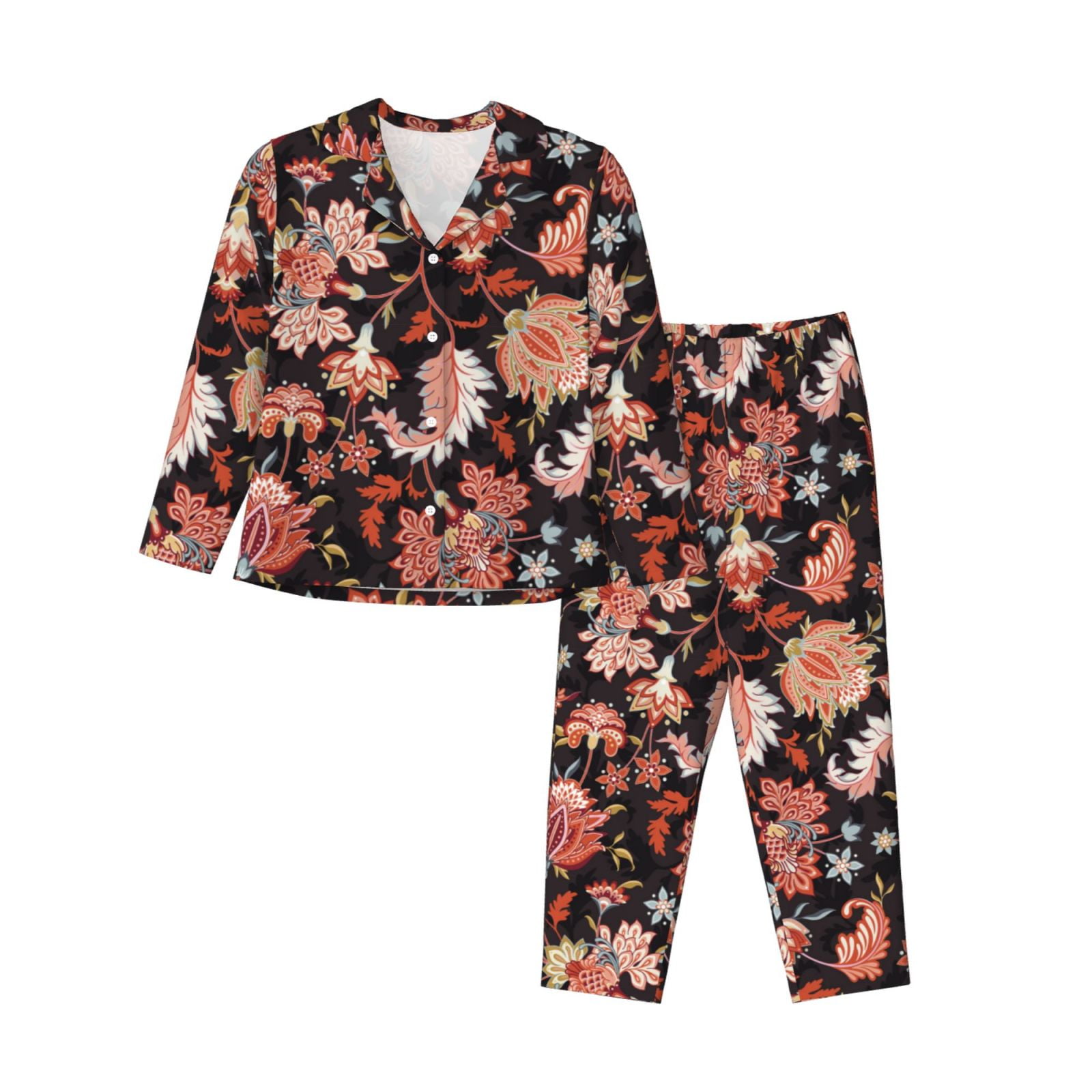 2 Piece Womens Pajama Sets - beautiful flowers Soft Sleepwear Comfy ...