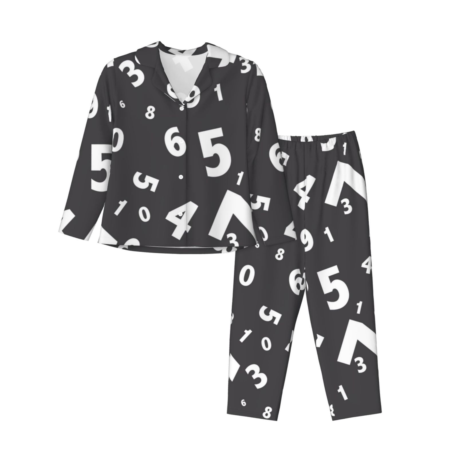 2 Piece Womens Pajama Sets - black math number Soft Sleepwear Comfy ...