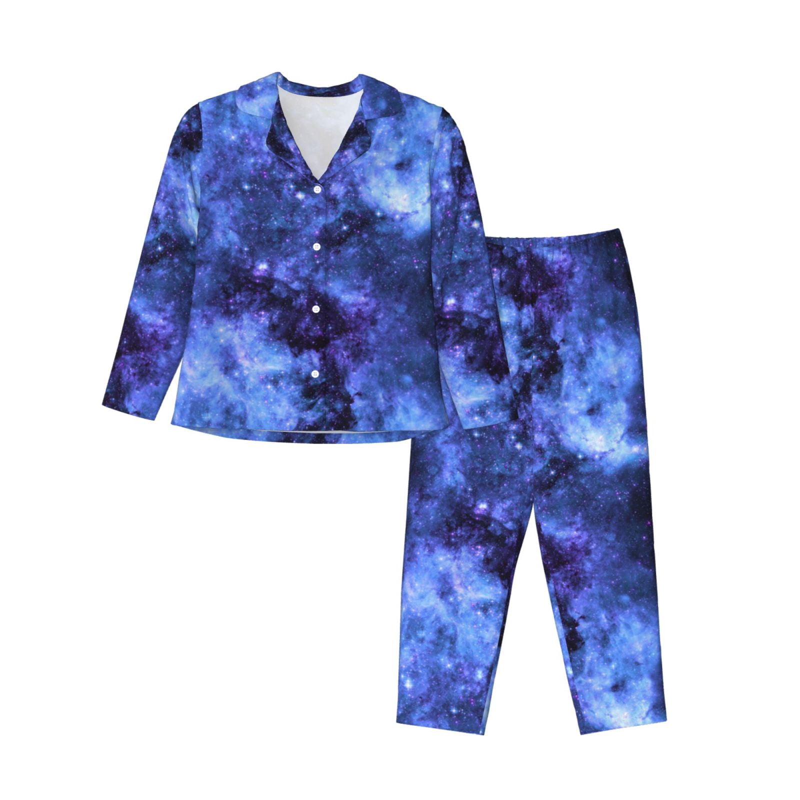 2 Piece Womens Pajama Sets - blue Starry sky Violet aesthetic Soft ...