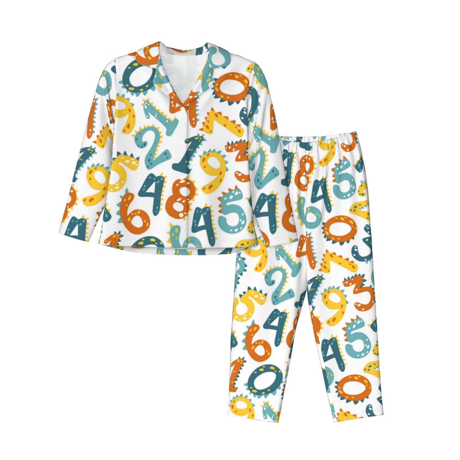 2 Piece Womens Pajama Sets - cartoon Math number Print Soft Sleepwear ...