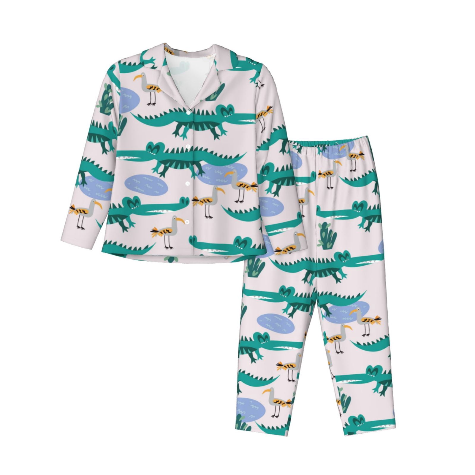 2 Piece Womens Pajama Sets - cartoon crocodile Soft Sleepwear Comfy ...