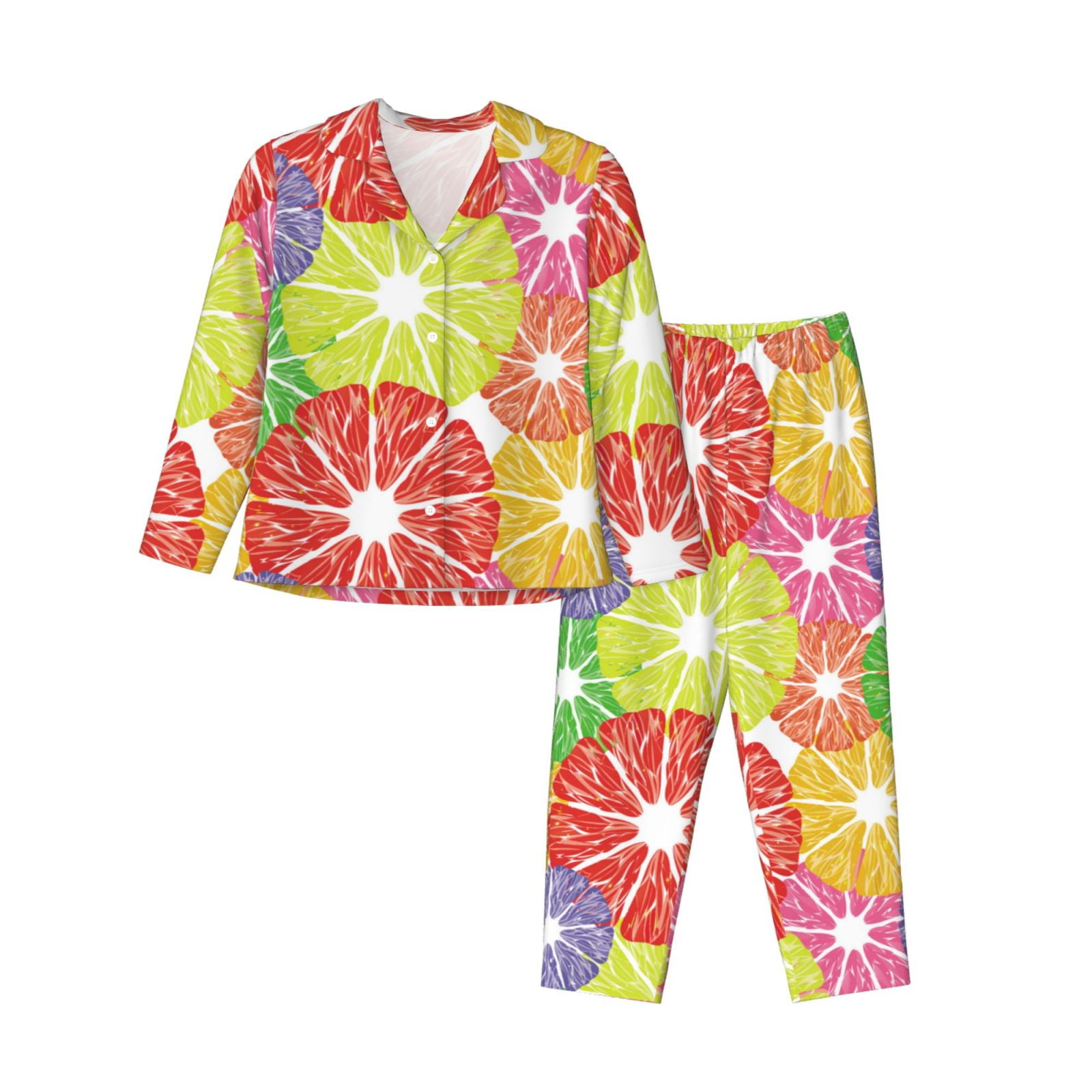 2 Piece Womens Pajama Sets - colorful Lemon Soft Sleepwear Comfy ...
