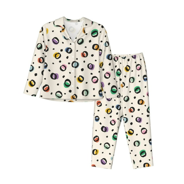 2 Piece Womens Pajama Sets - colorful spots circles print Soft ...