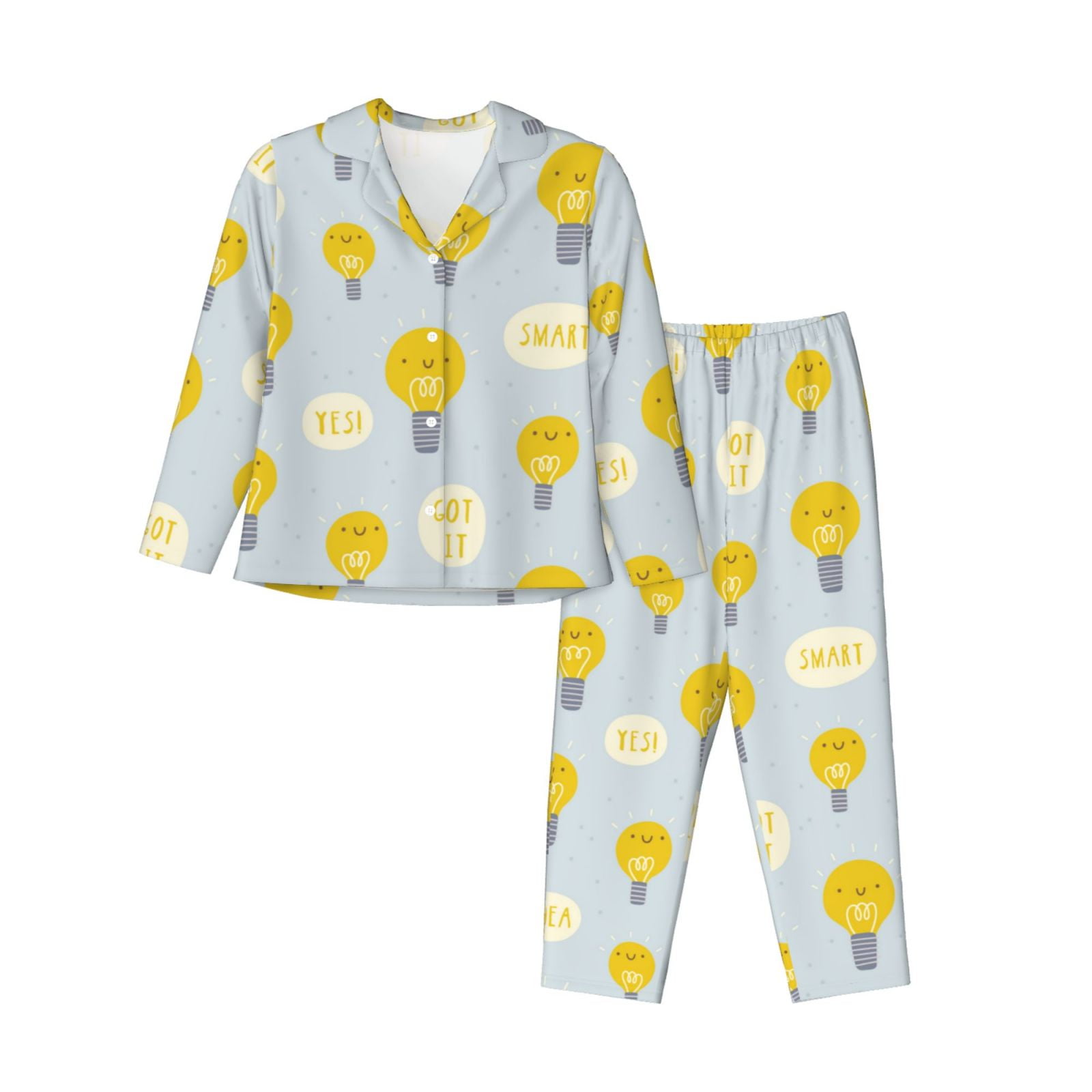 2 Piece Womens Pajama Sets - cute Light Bulb Pattern Soft Sleepwear ...