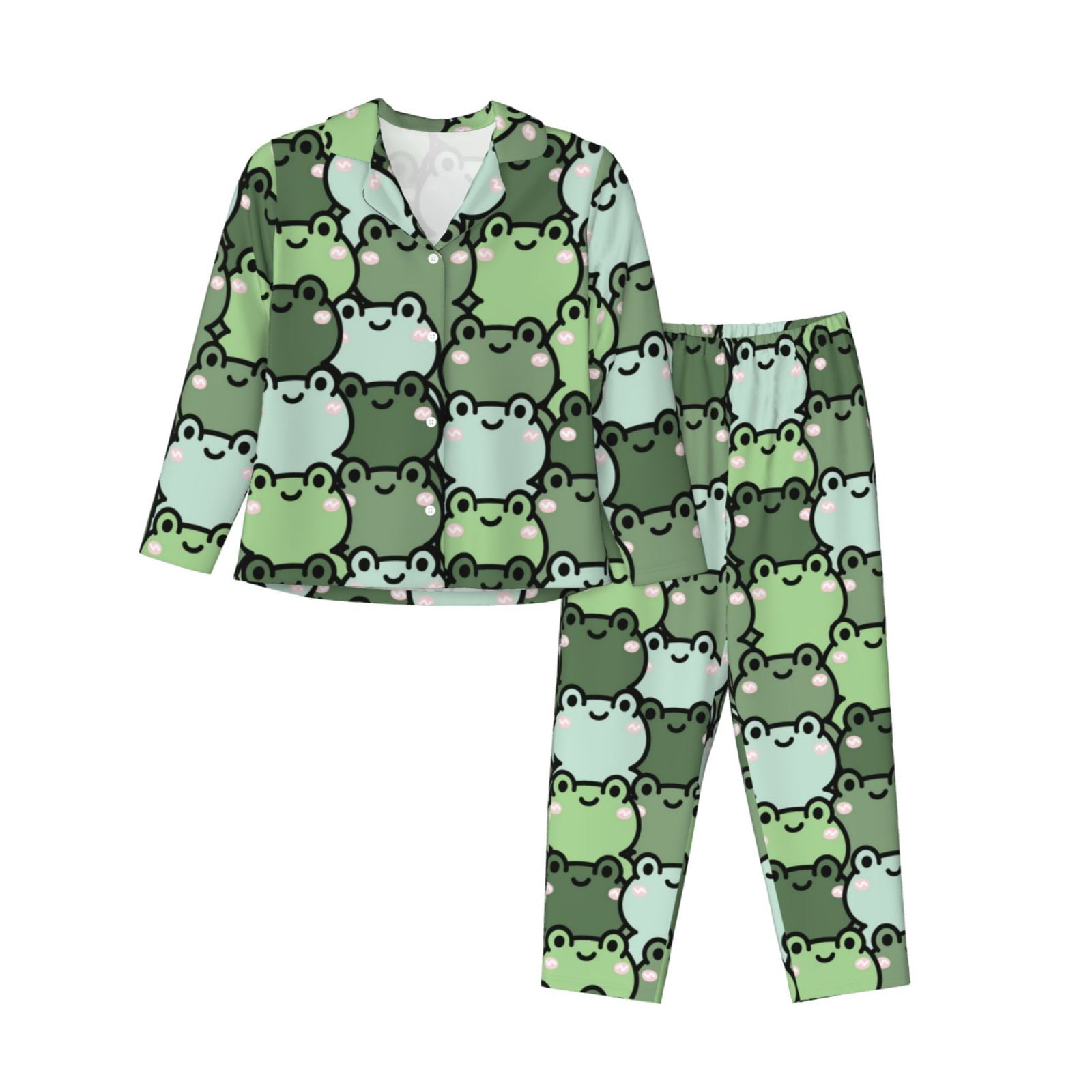 2 Piece Womens Pajama Sets - cute frog cartoon Soft Sleepwear Comfy ...