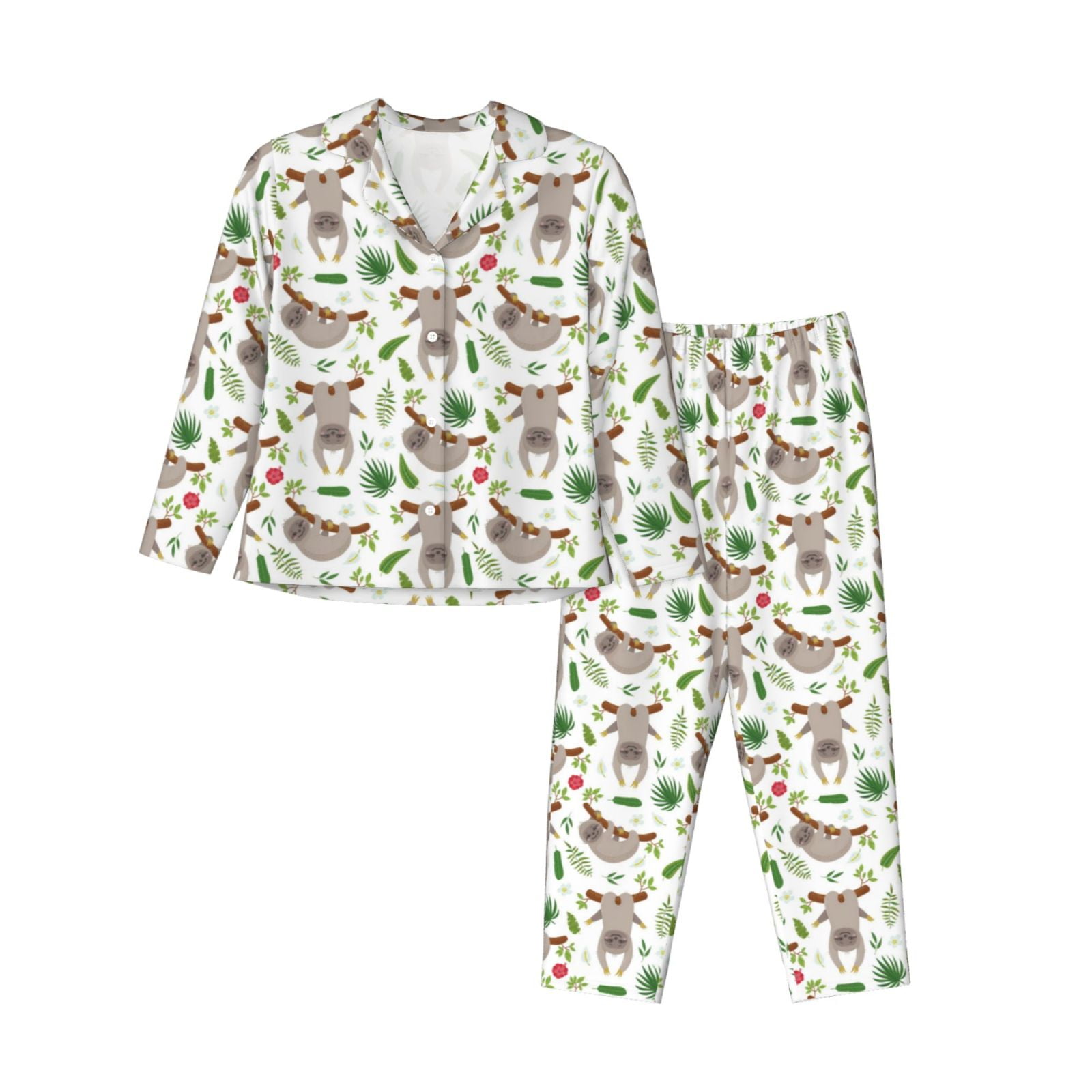 2 Piece Womens Pajama Sets - cute sloth Soft Sleepwear Comfy Pajamas ...