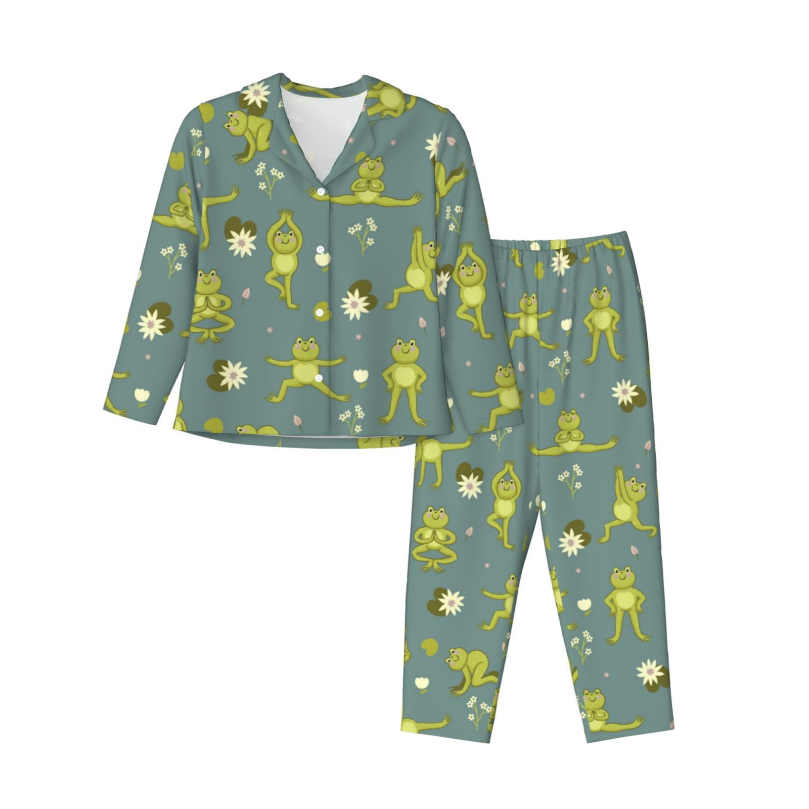 2 Piece Womens Pajama Sets - cute yoga frogs funny Soft Sleepwear Comfy ...