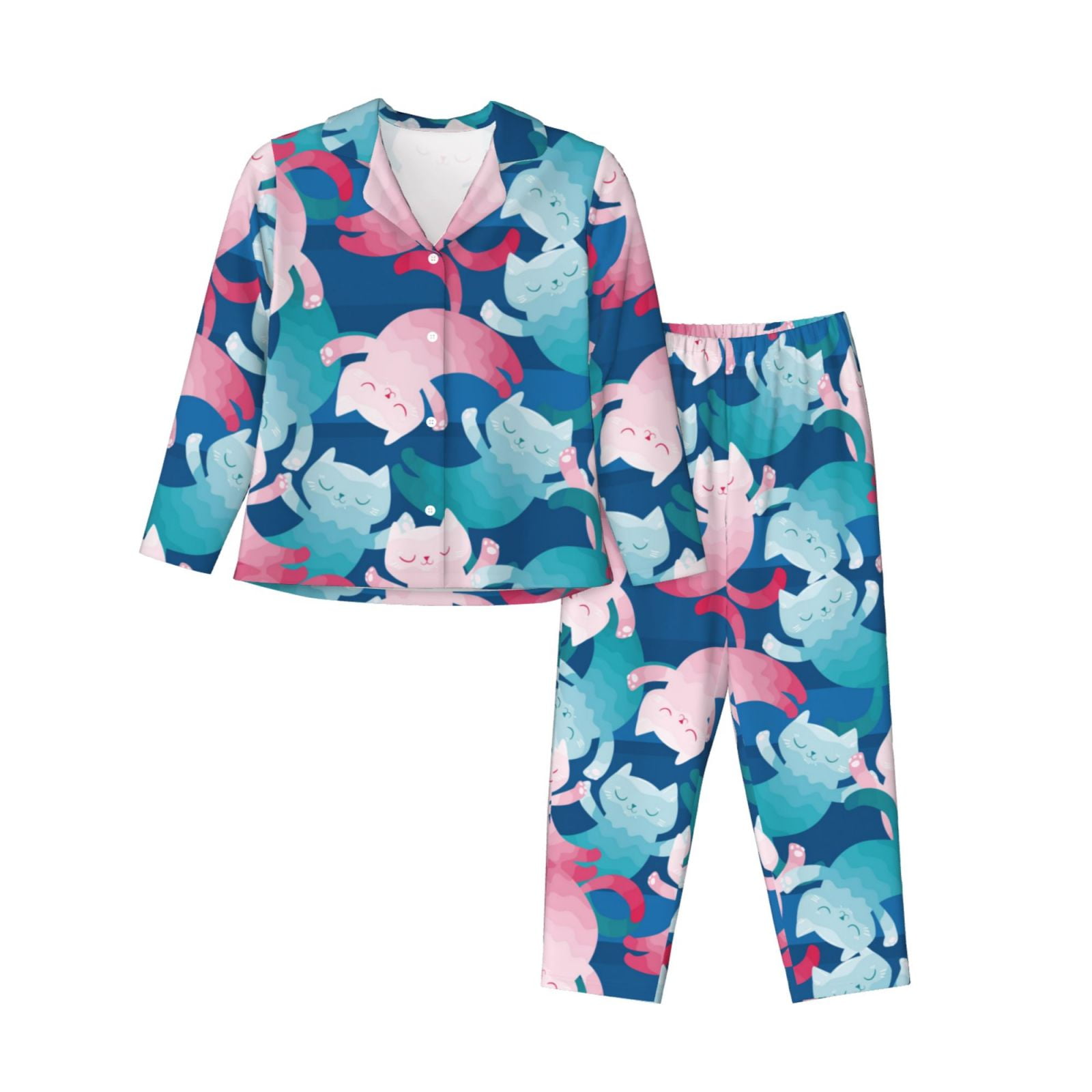 2 Piece Womens Pajama Sets - dancing cat Soft Sleepwear Comfy Pajamas ...