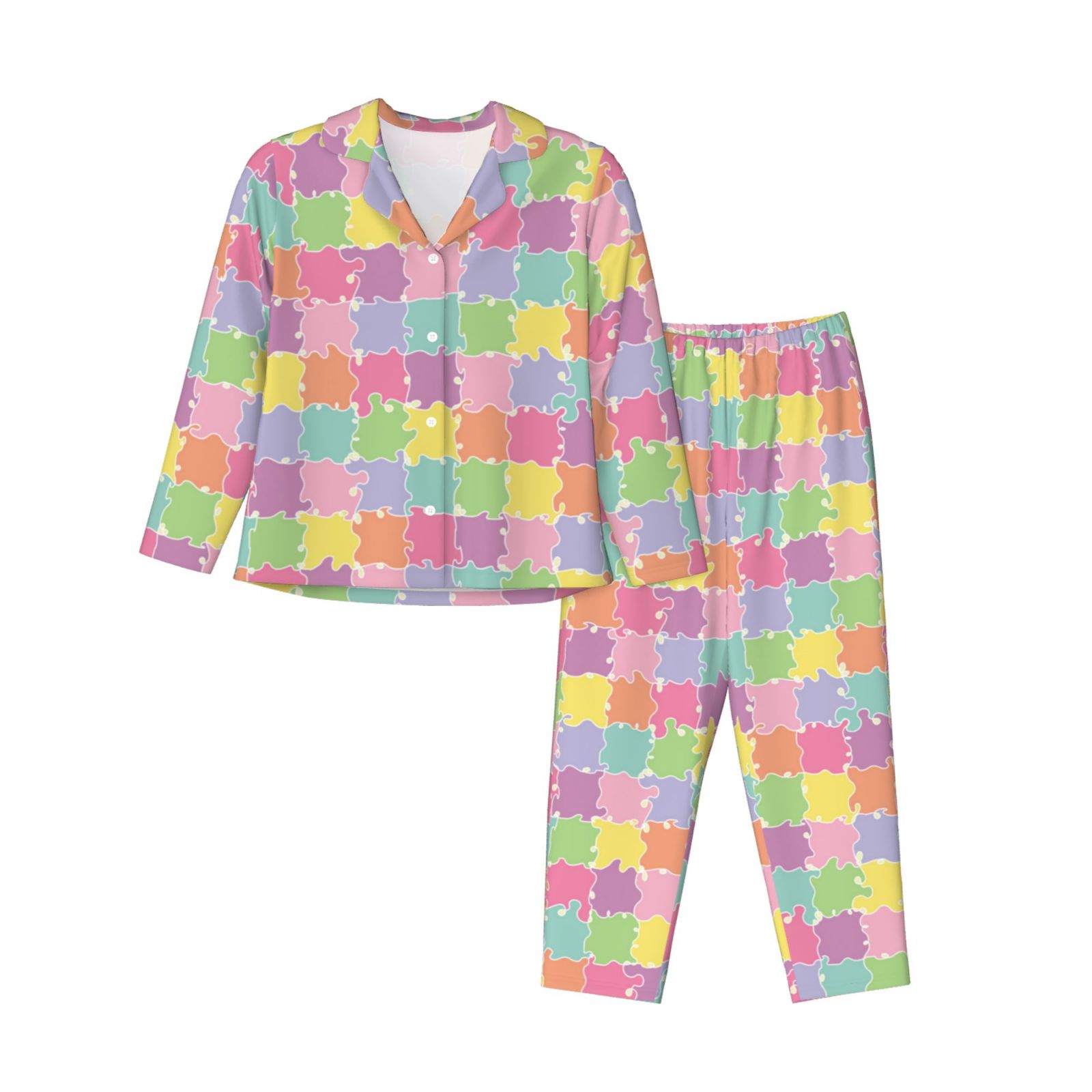 2 Piece Womens Pajama Sets - doodle colorful abstract pattern Soft ...
