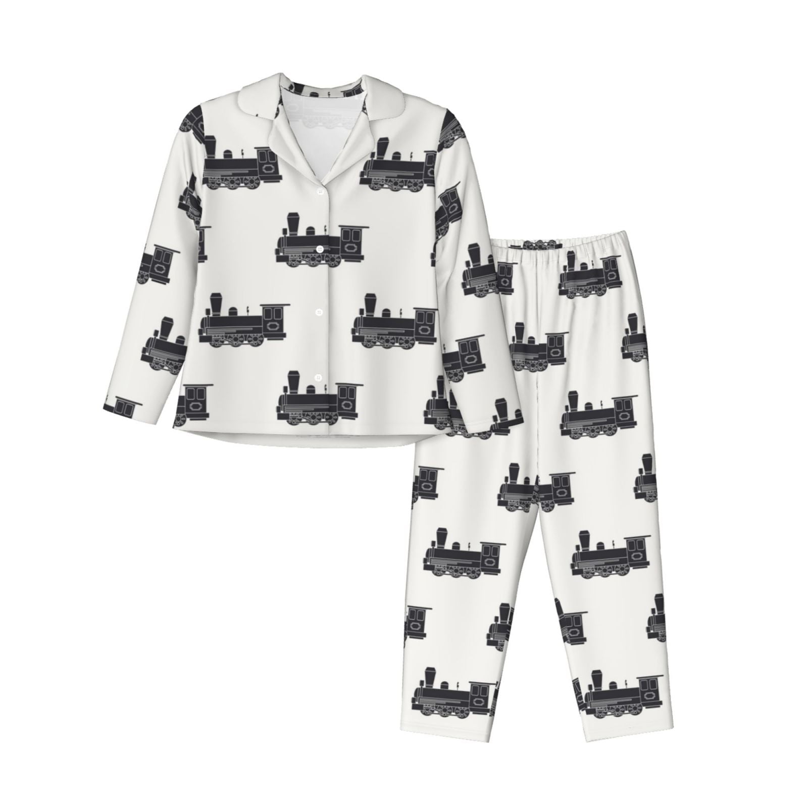 2 Piece Womens Pajama Sets - funny Train Pattern Soft Sleepwear Comfy ...