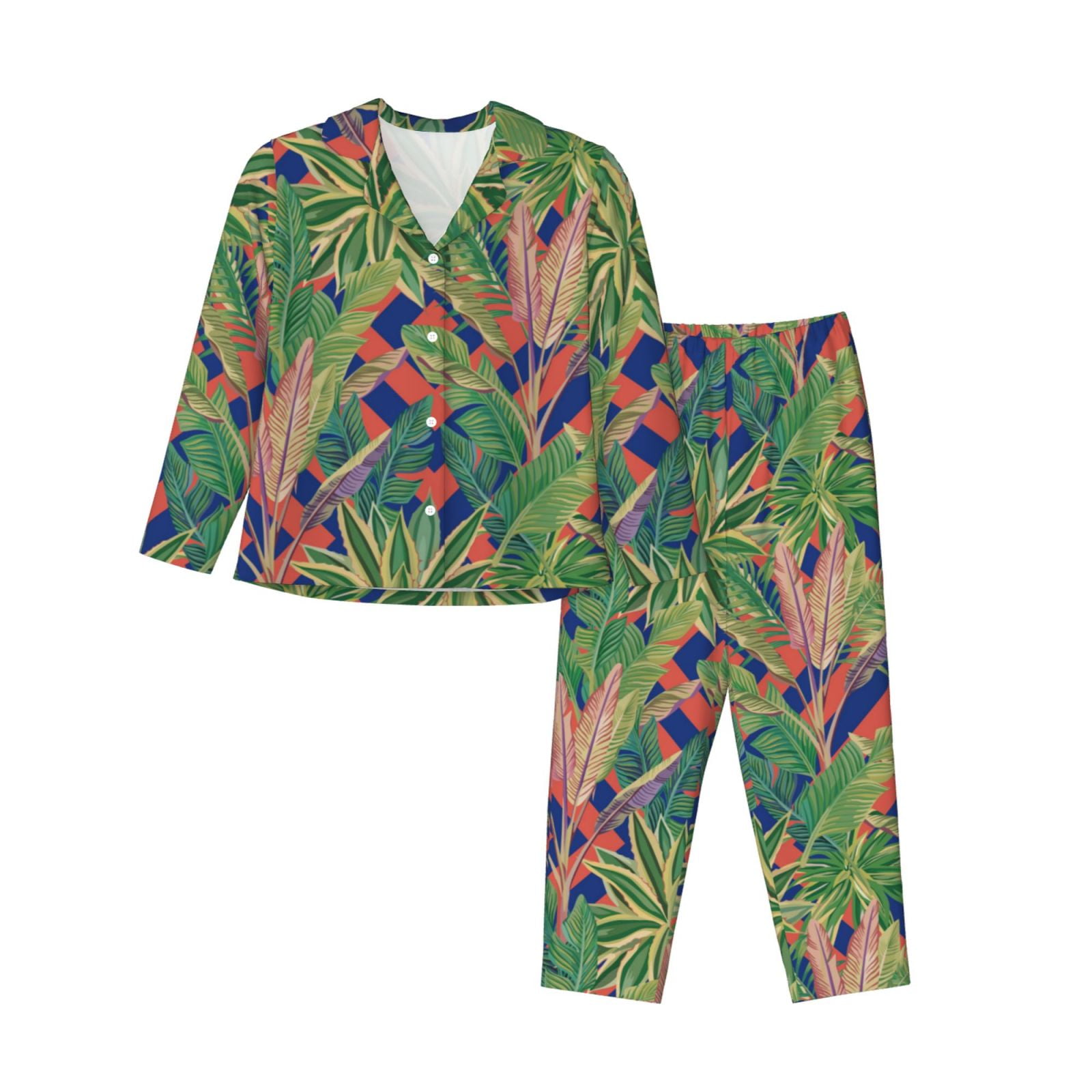 2 Piece Womens Pajama Sets - green plants Soft Sleepwear Comfy Pajamas ...