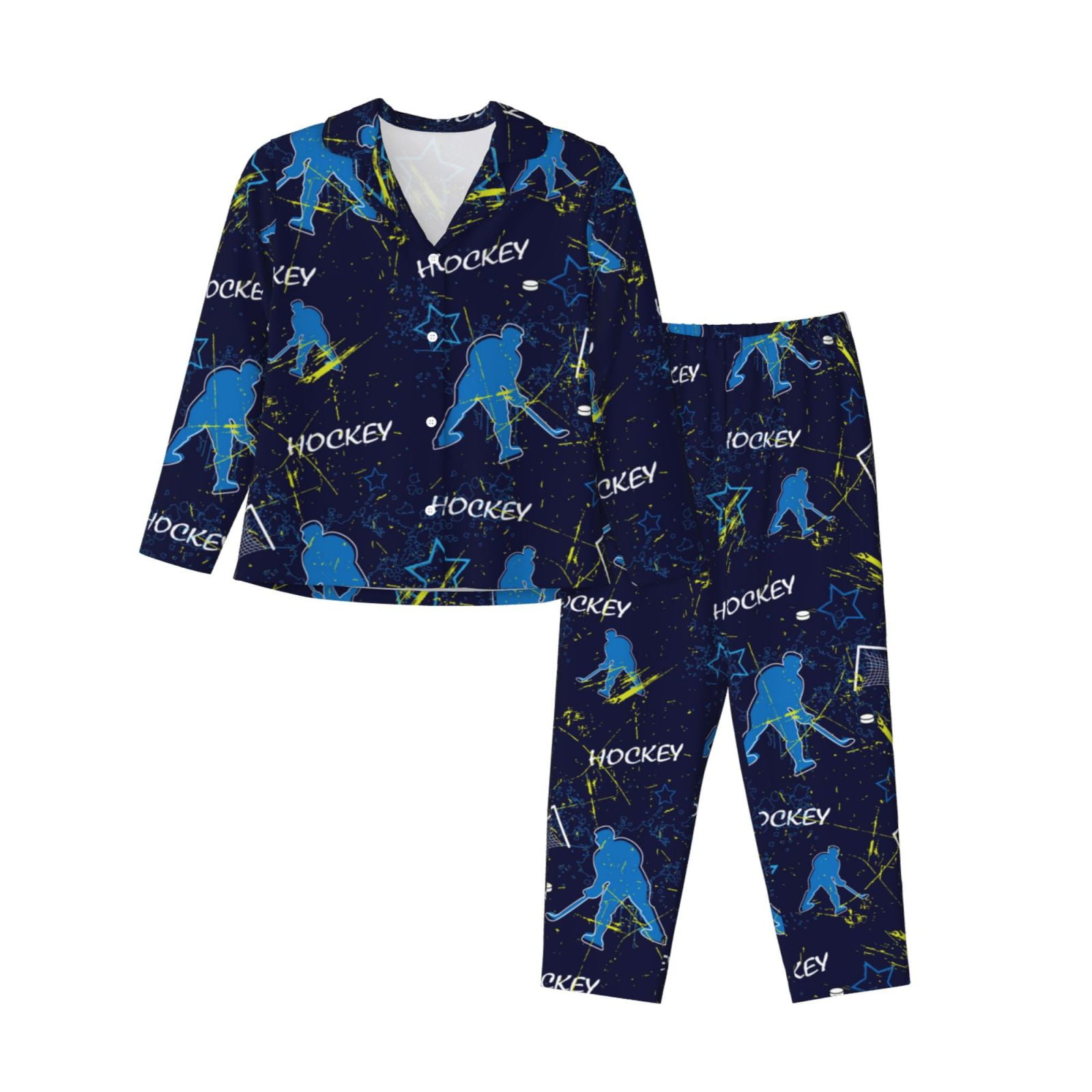 2 Piece Womens Pajama Sets - hockey players blue cool Soft Sleepwear ...