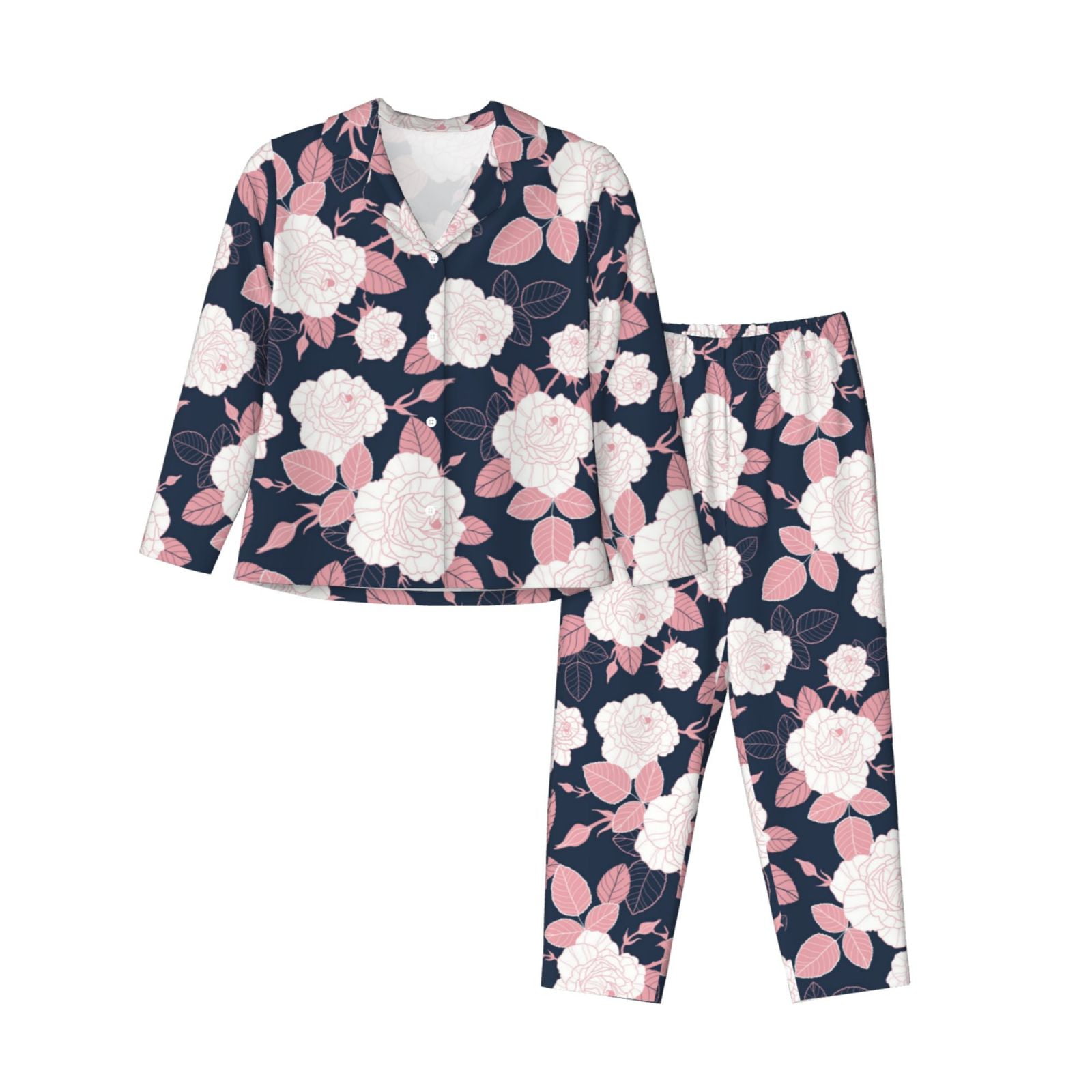 2 Piece Womens Pajama Sets - leaves flower Soft Sleepwear Comfy Pajamas ...