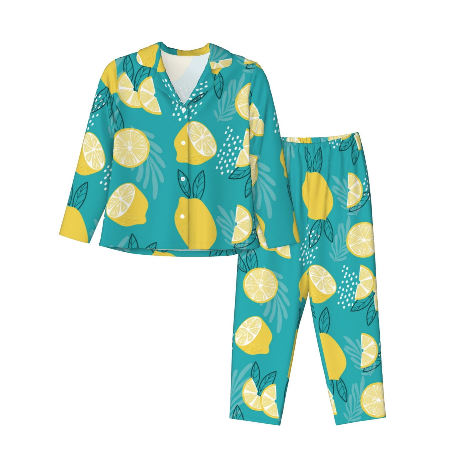 2 Piece Womens Pajama Sets - lemon blue Soft Sleepwear Comfy Pajamas ...