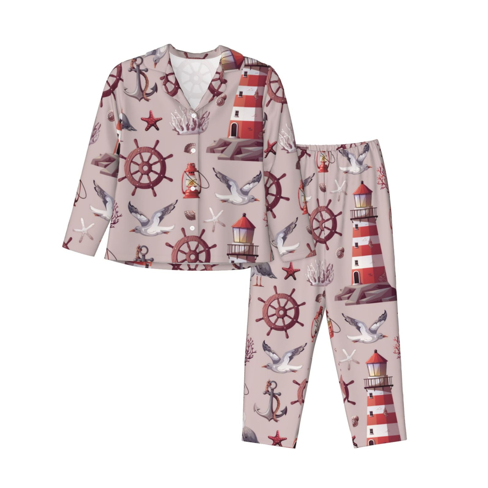 2 Piece Womens Pajama Sets - lighthouse rudder bird Soft Sleepwear ...