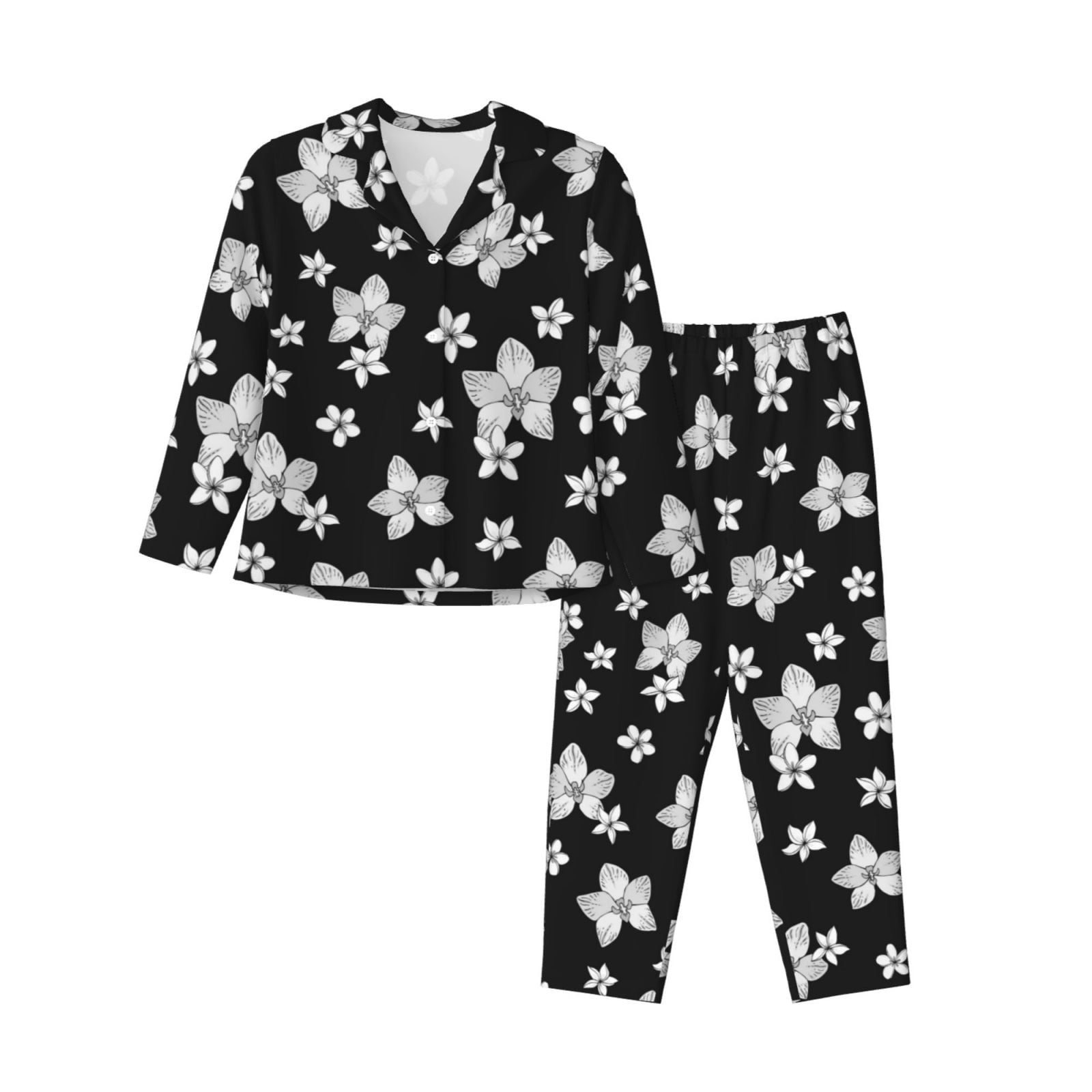 2 Piece Womens Pajama Sets - orchid plumeria flower Soft Sleepwear ...