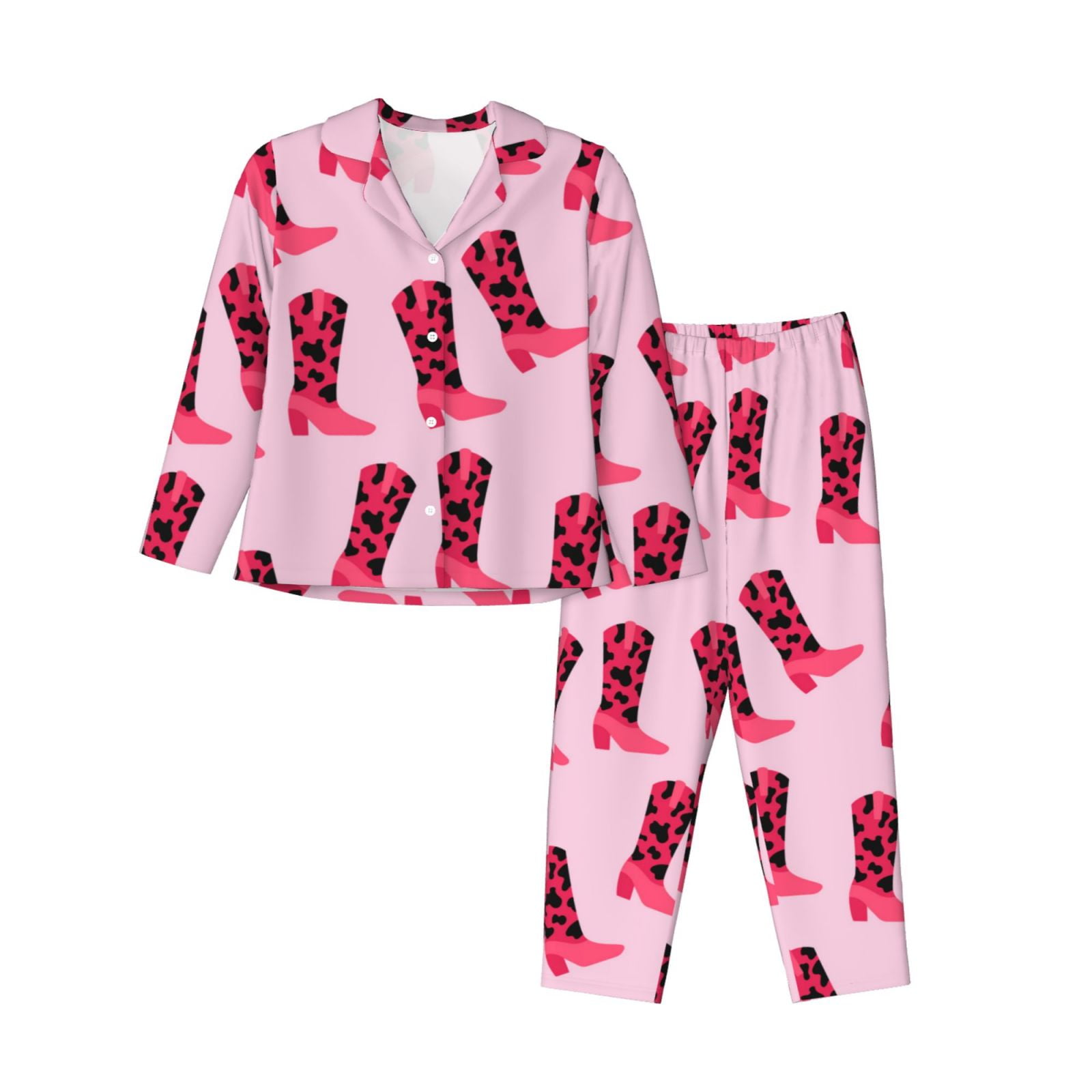 2 Piece Womens Pajama Sets - pink cowgirl red boots Western Soft ...