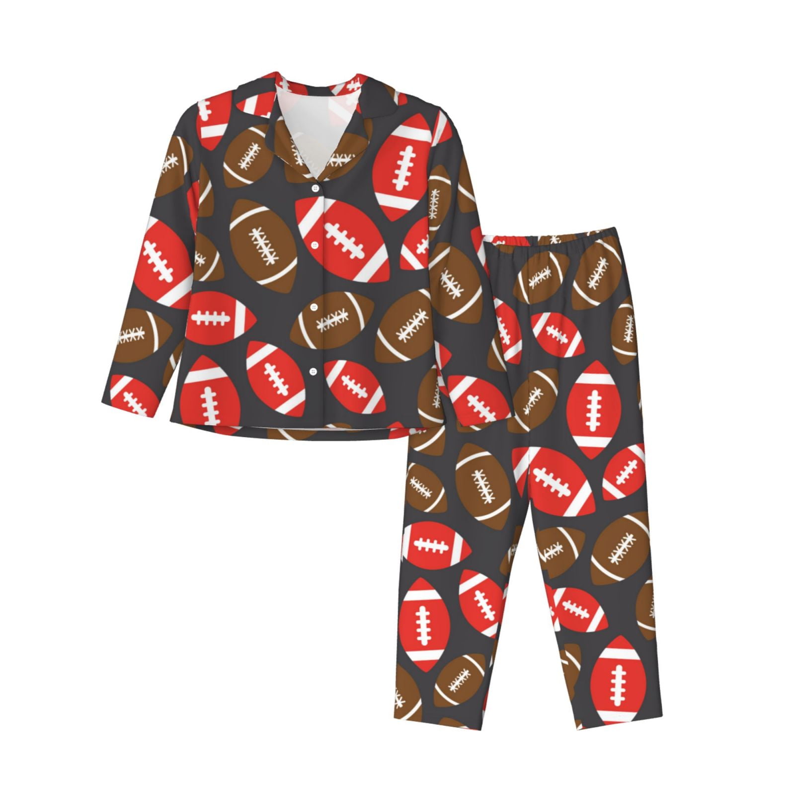 2 Piece Womens Pajama Sets - red brown American football Soft Sleepwear ...