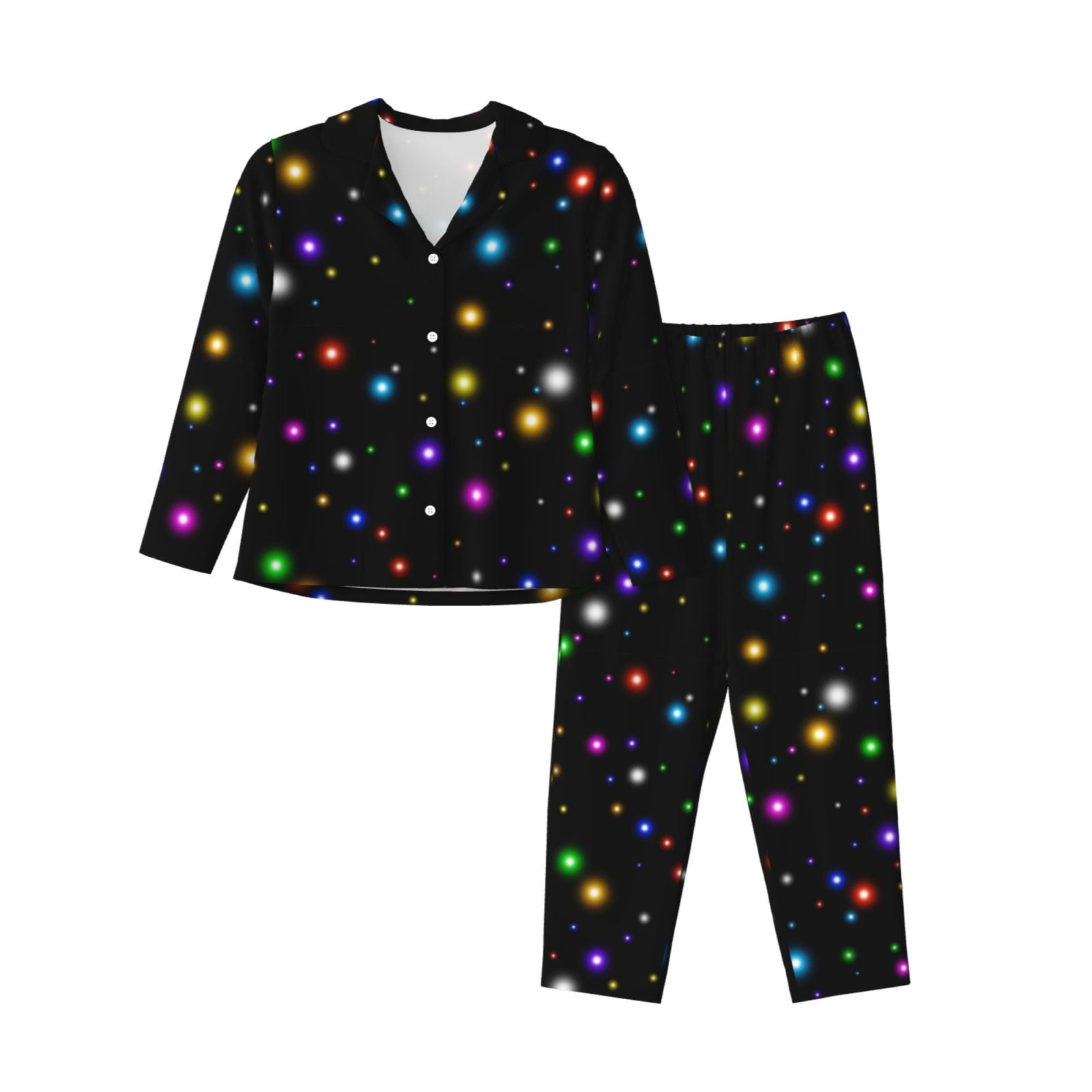 2 Piece Womens Pajama Sets - sparks abstract shiny sky black Soft ...