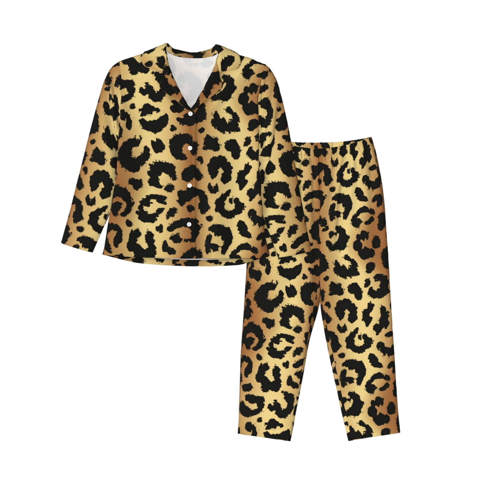 2 Piece Womens Pajama Sets - stylish Leopard golden print Soft ...