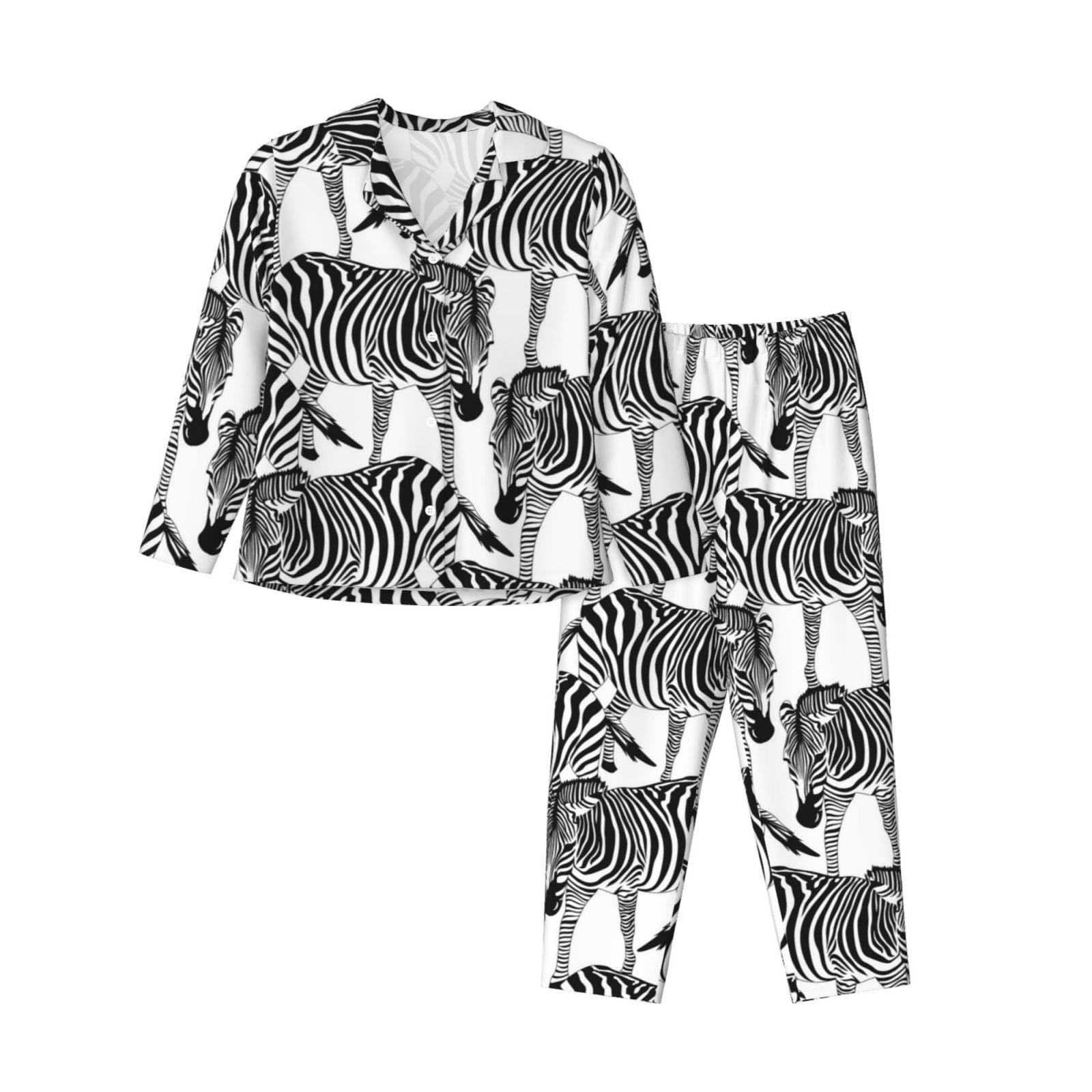 2 Piece Womens Pajama Sets - trendy Zebra cool black white Soft ...