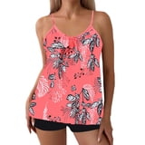 2 Piece Womens Tankini Floral Print Swimsuit Set Tankini Bathing Suit ...