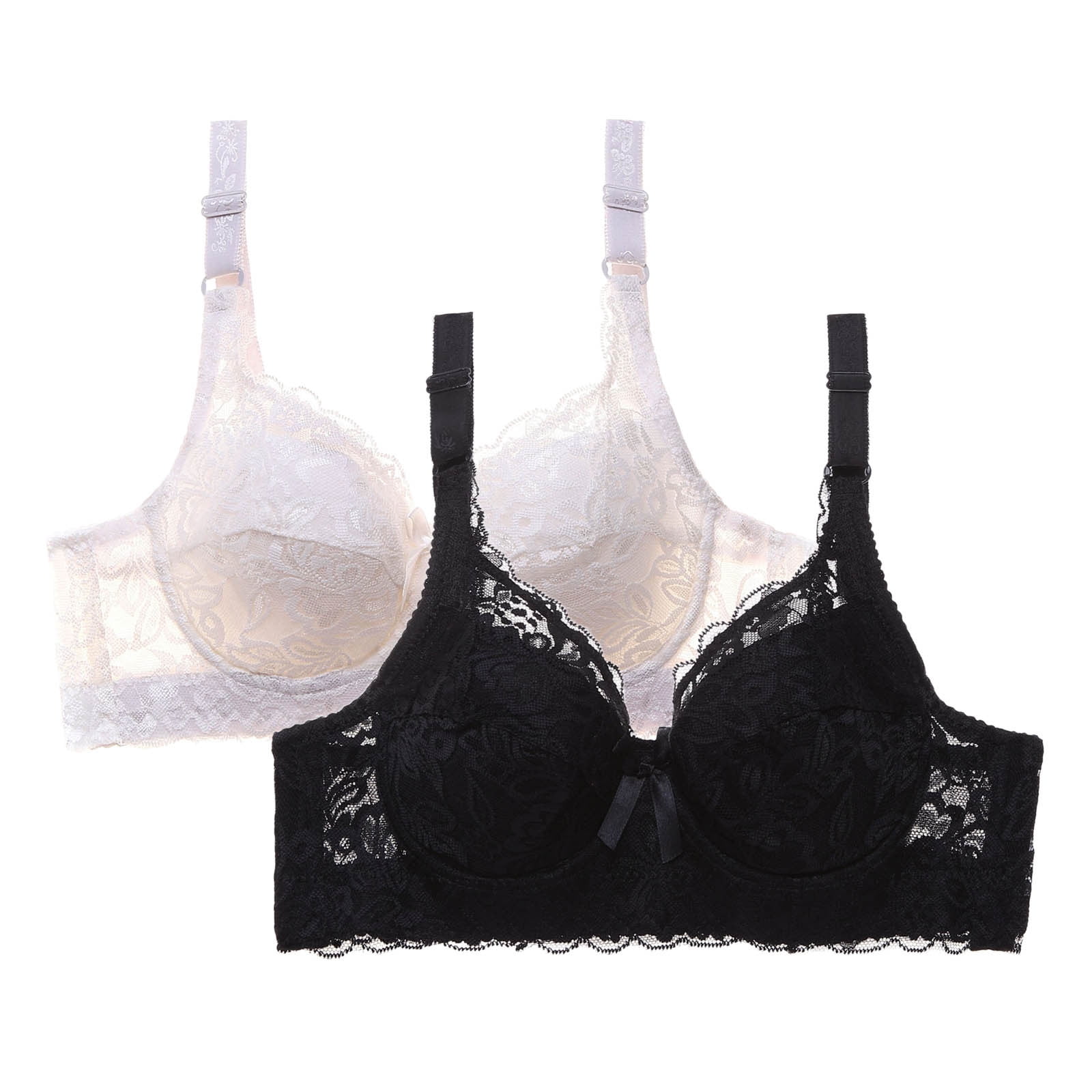 2 Piece Womens Underwire Push up Bras Plus Size Floral Lace Full ...