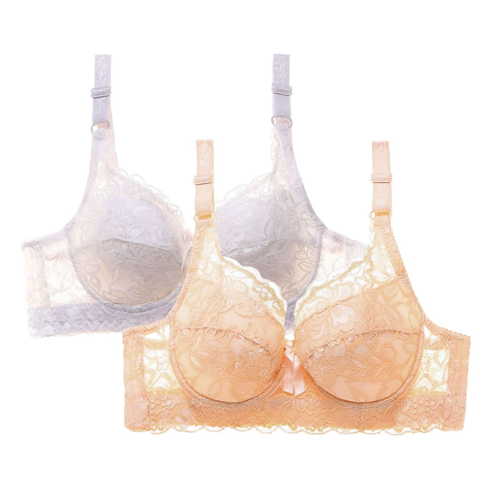 2 Piece Womens Underwire Push up Bras Plus Size Floral Lace Full ...