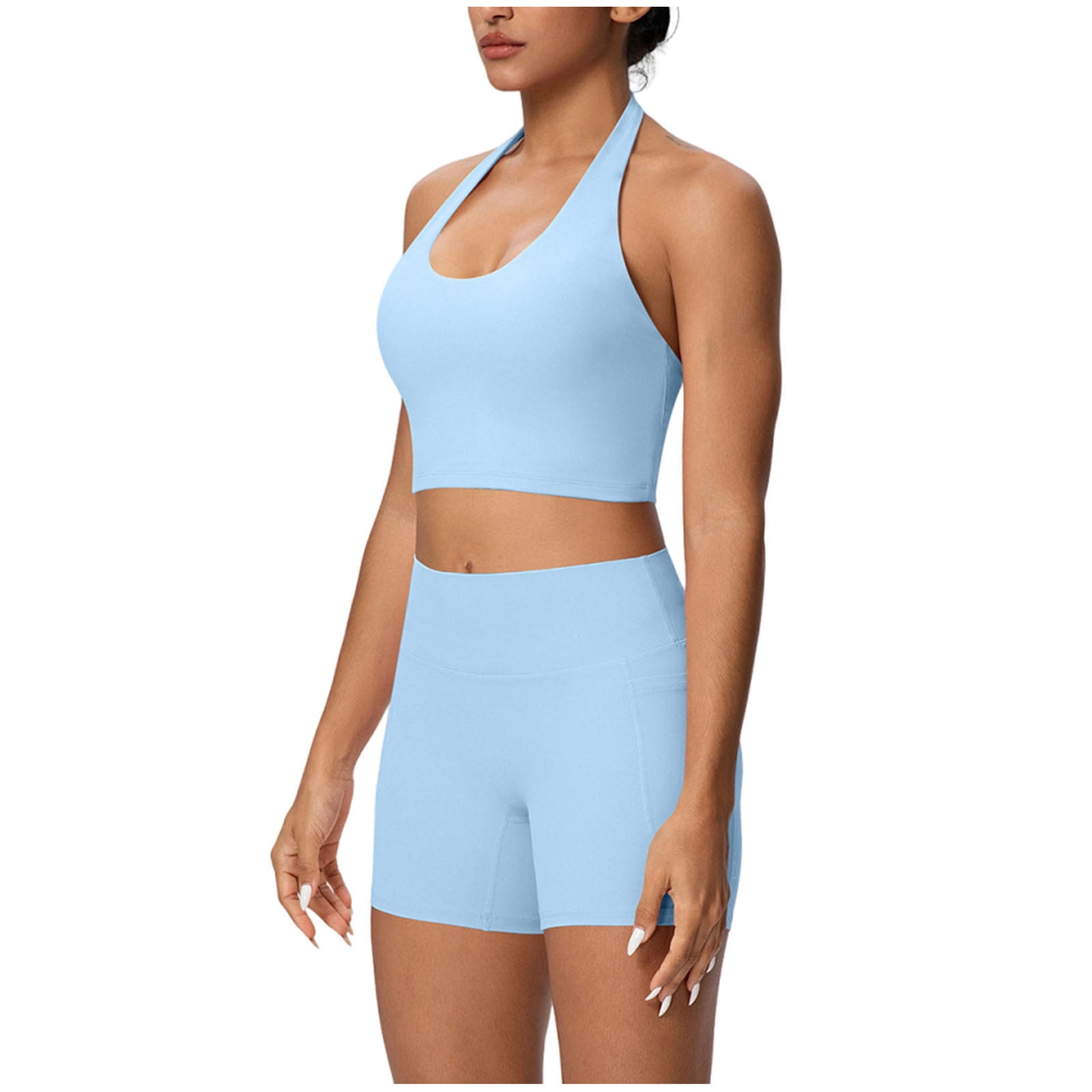 2 Piece Workout Sets for Women Summer Yoga Solid Color Sports Outfit ...