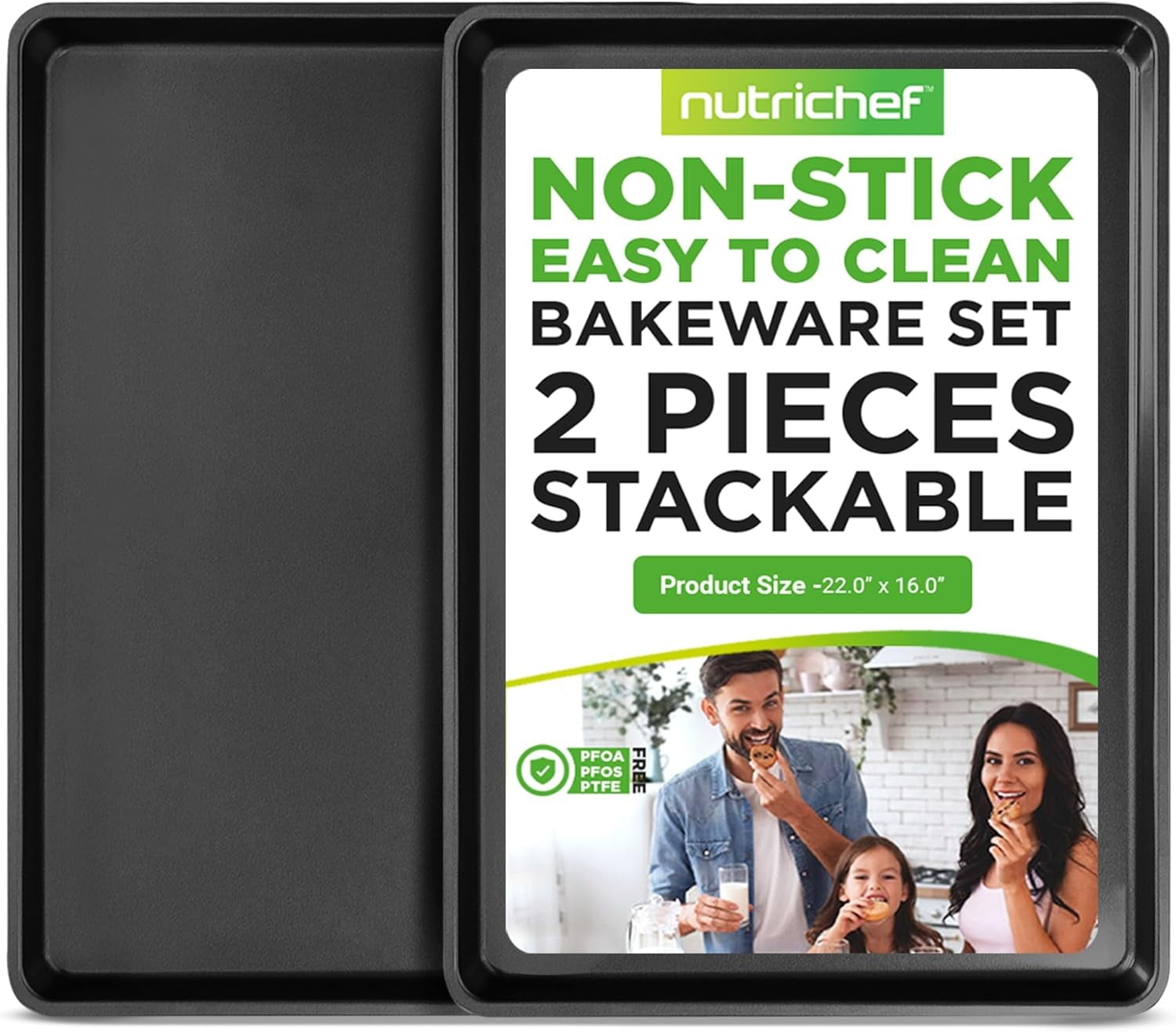 2-Piece XL Mega Cookie Sheet Baking Pans Set - 22" x 16" Extra Large ...