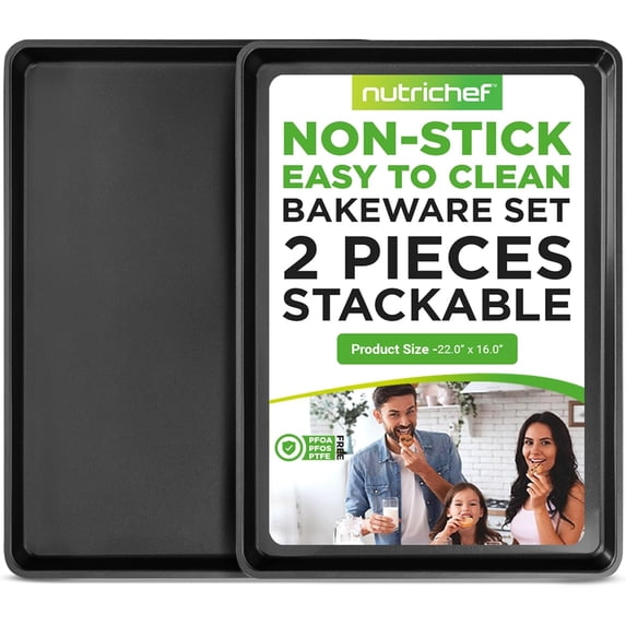 2-Piece XL Mega Cookie Sheet Baking Pans Set - 22" x 16" Extra Large ...