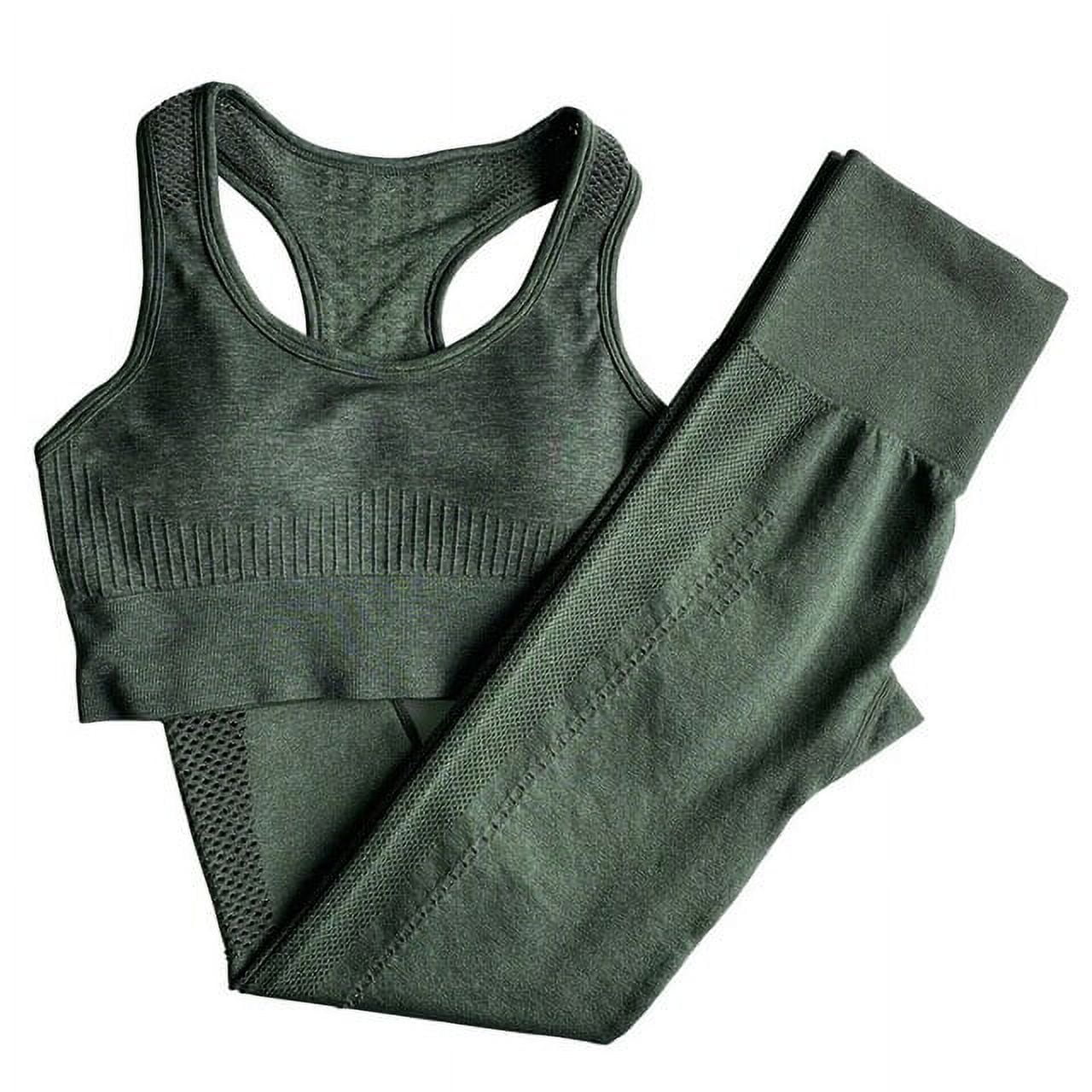 2 Piece Yoga Set Push Up Gym Set Workout Sport Outfit For Woman Leggings Sports Bra Yoga Pants ...